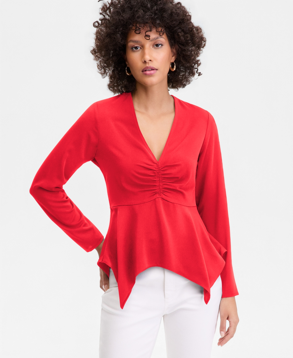 Click here for Ls Front Ruched Top - Cherry Flame prices