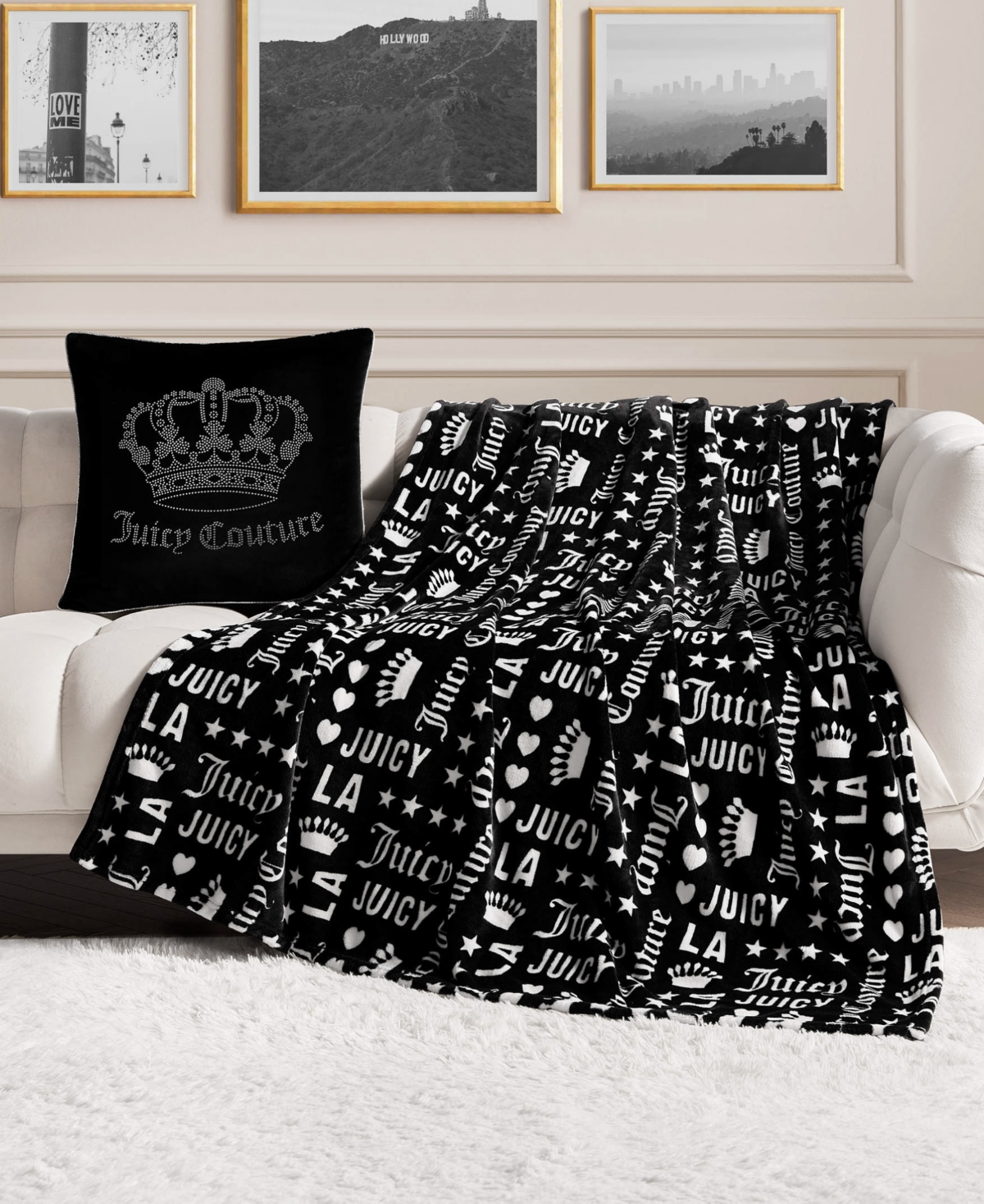 Click here for Juicy Couture Plush Throw  50 x 70 - Crown Black prices