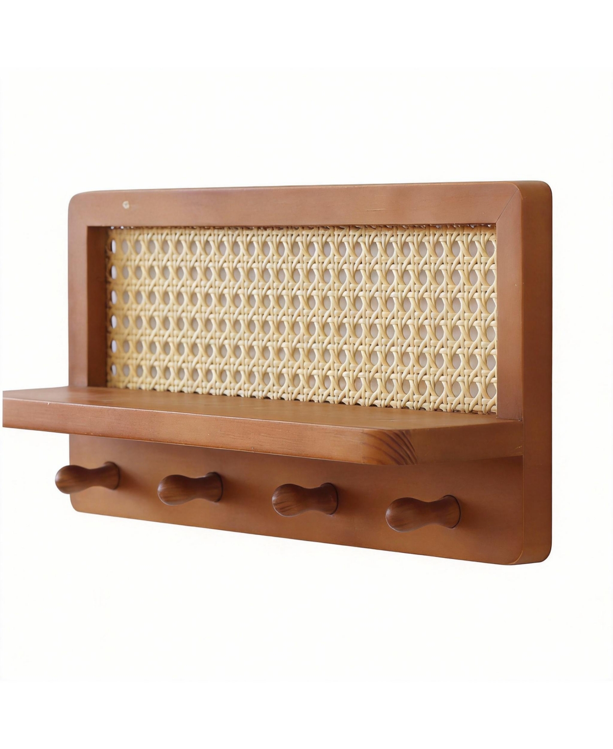 Click here for Yigii 4 Wood Key Hooks Pine Board Pe Rattan Grid C... prices