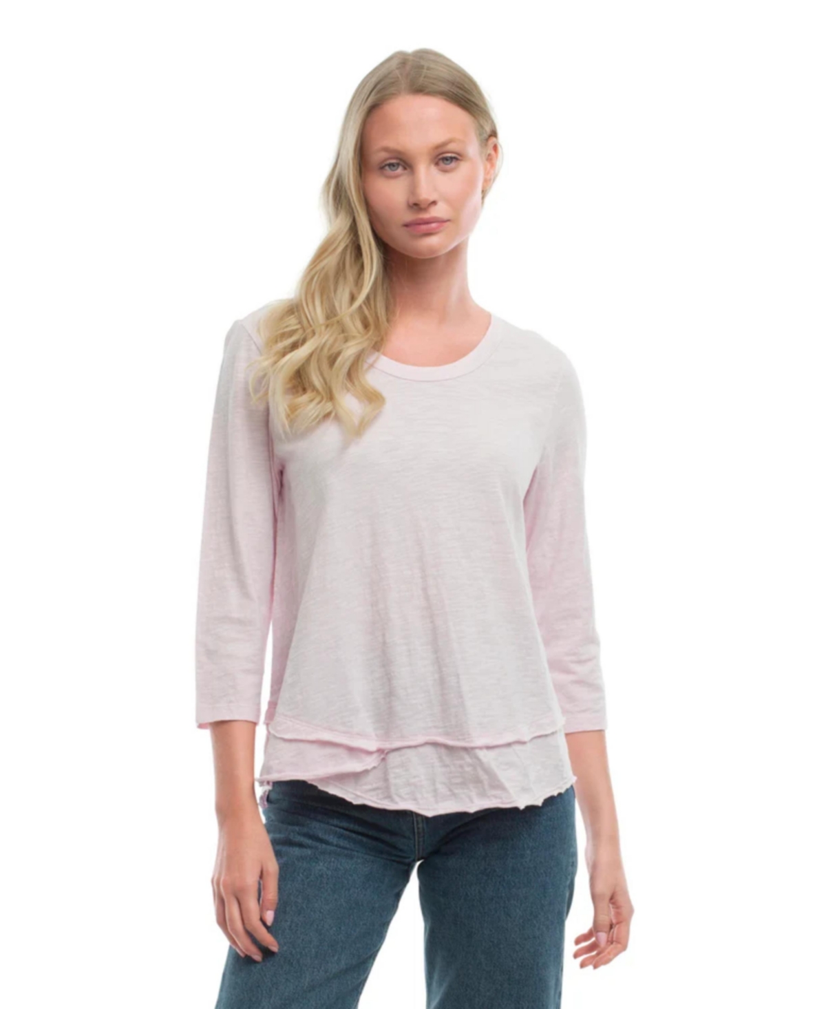 Click here for Wilt Clothing Womens 3/4 Sleeve Mock Layer Tee - P... prices