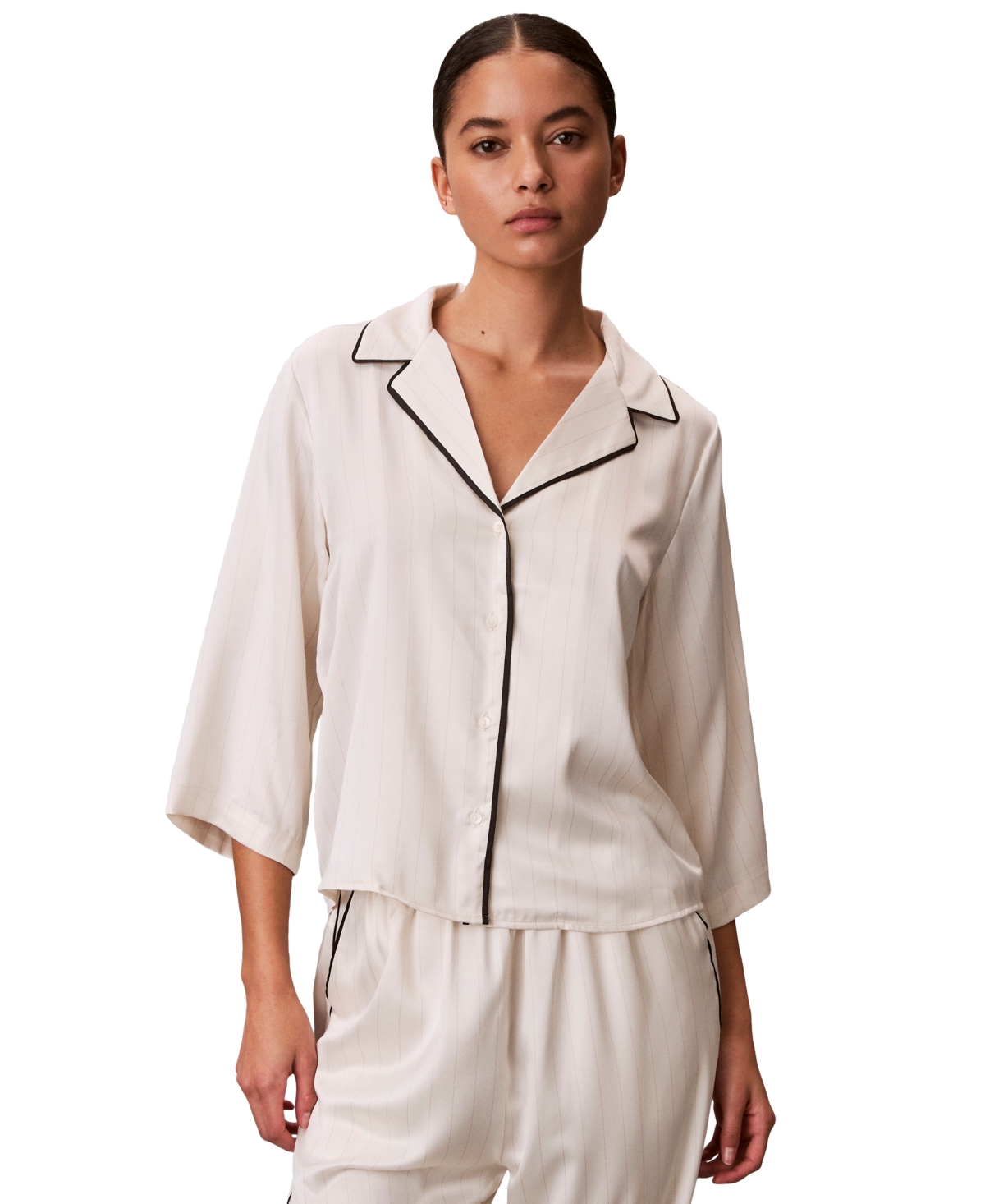 Click here for Calvin Klein Womens Notch Collar Pajama Shirt - Do... prices