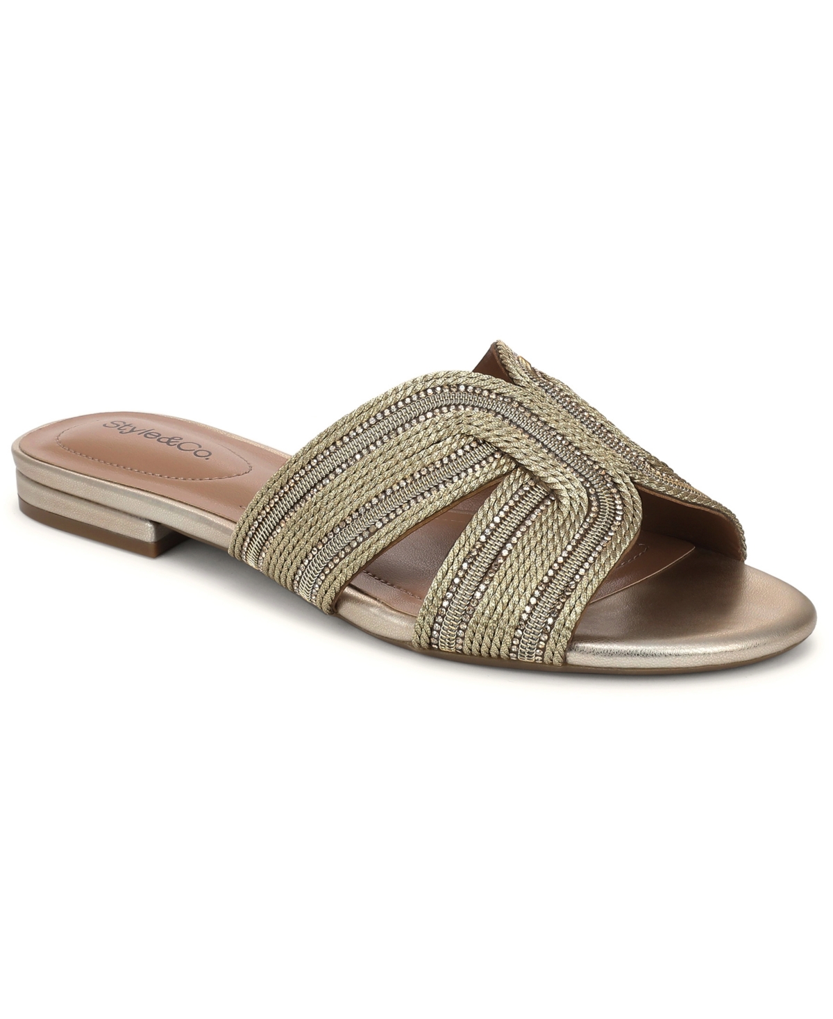 Click here for Style & Co Womens Raelynn Metallic Rope Flat Sanda... prices