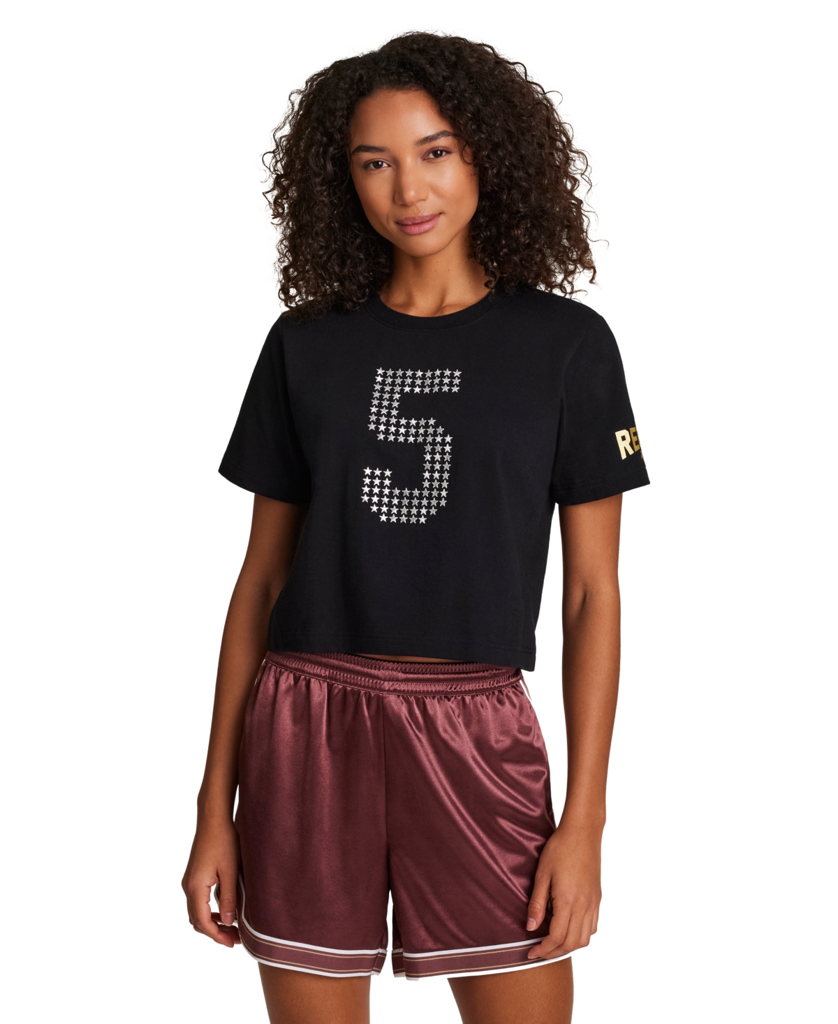 Click here for Reebok Womens Cropped Basketball Graphic T-Shirt -... prices