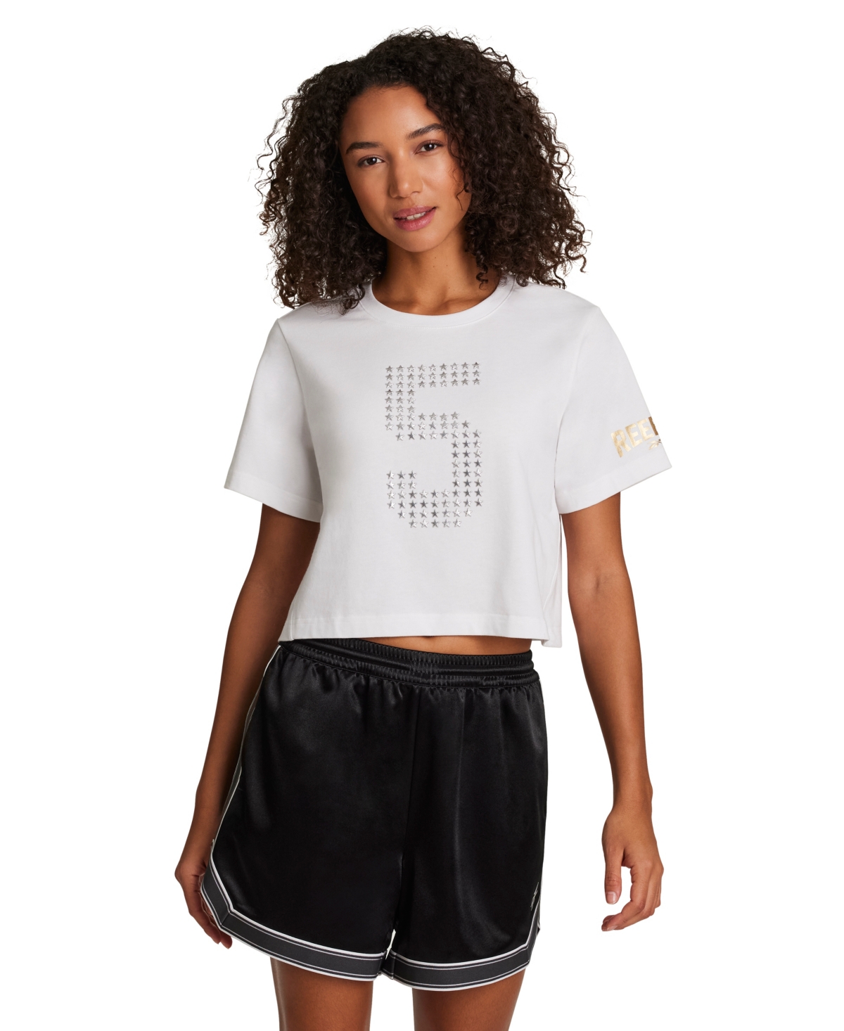 Click here for Reebok Womens Cropped Basketball Graphic T-Shirt -... prices