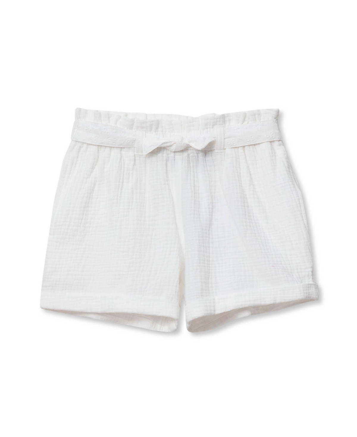 Click here for Lands End Girls Woven Belted Pull On Short - White prices