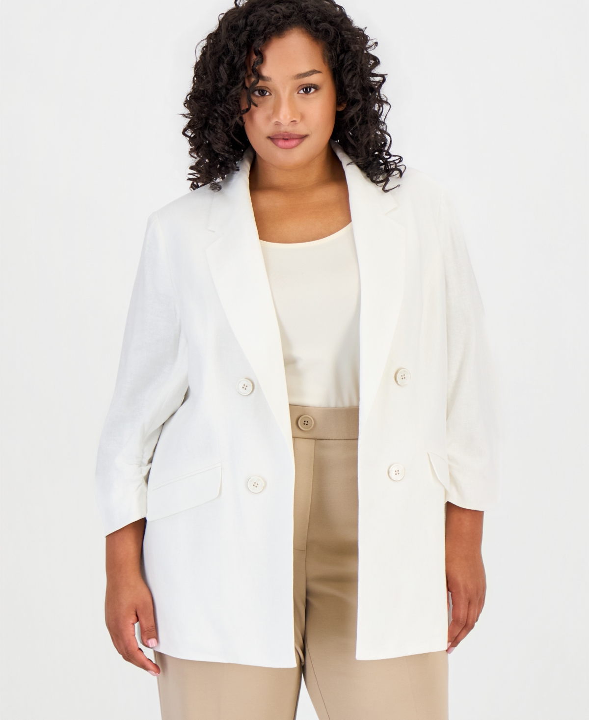 Click here for Jones New York Plus Size Open-Front Scrunch-Sleeve... prices