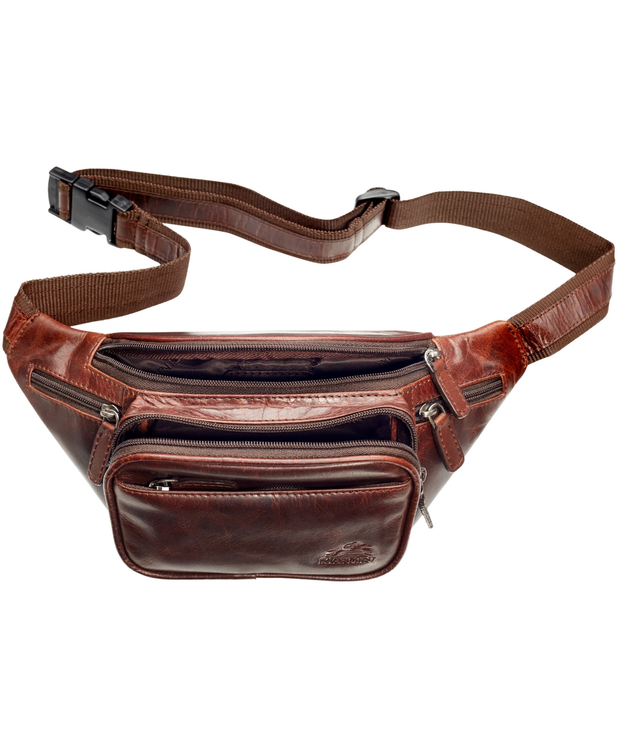 Click here for Mancini Mens Classic Waist Bag - Brown prices