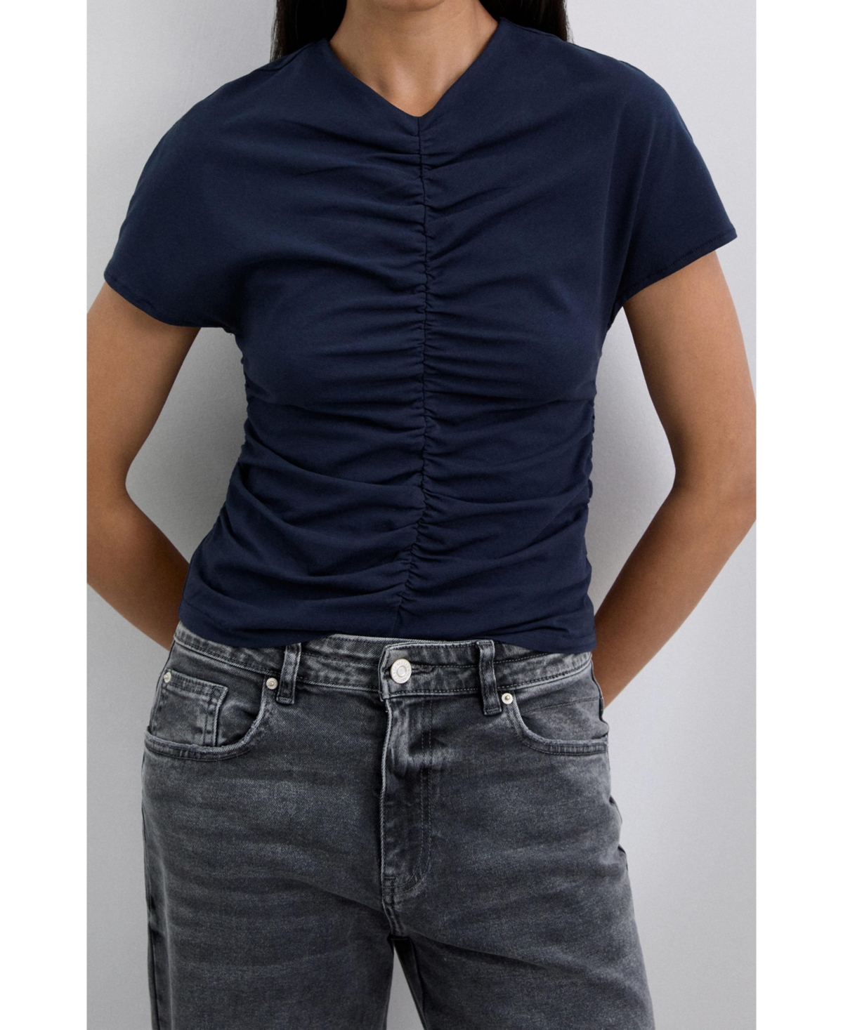 Click here for Scalpers Womens Gathermid Tee - Navy prices