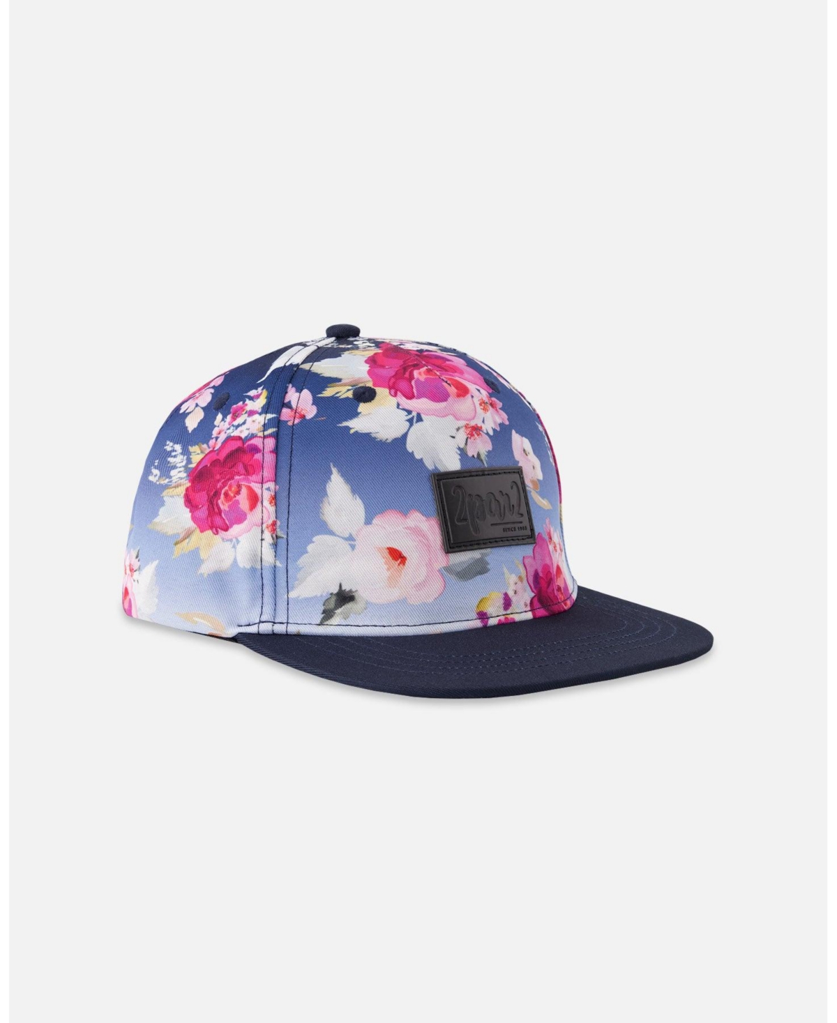Click here for Deux par Deux Baby Girls Rose Print Cap - Blue wit... prices