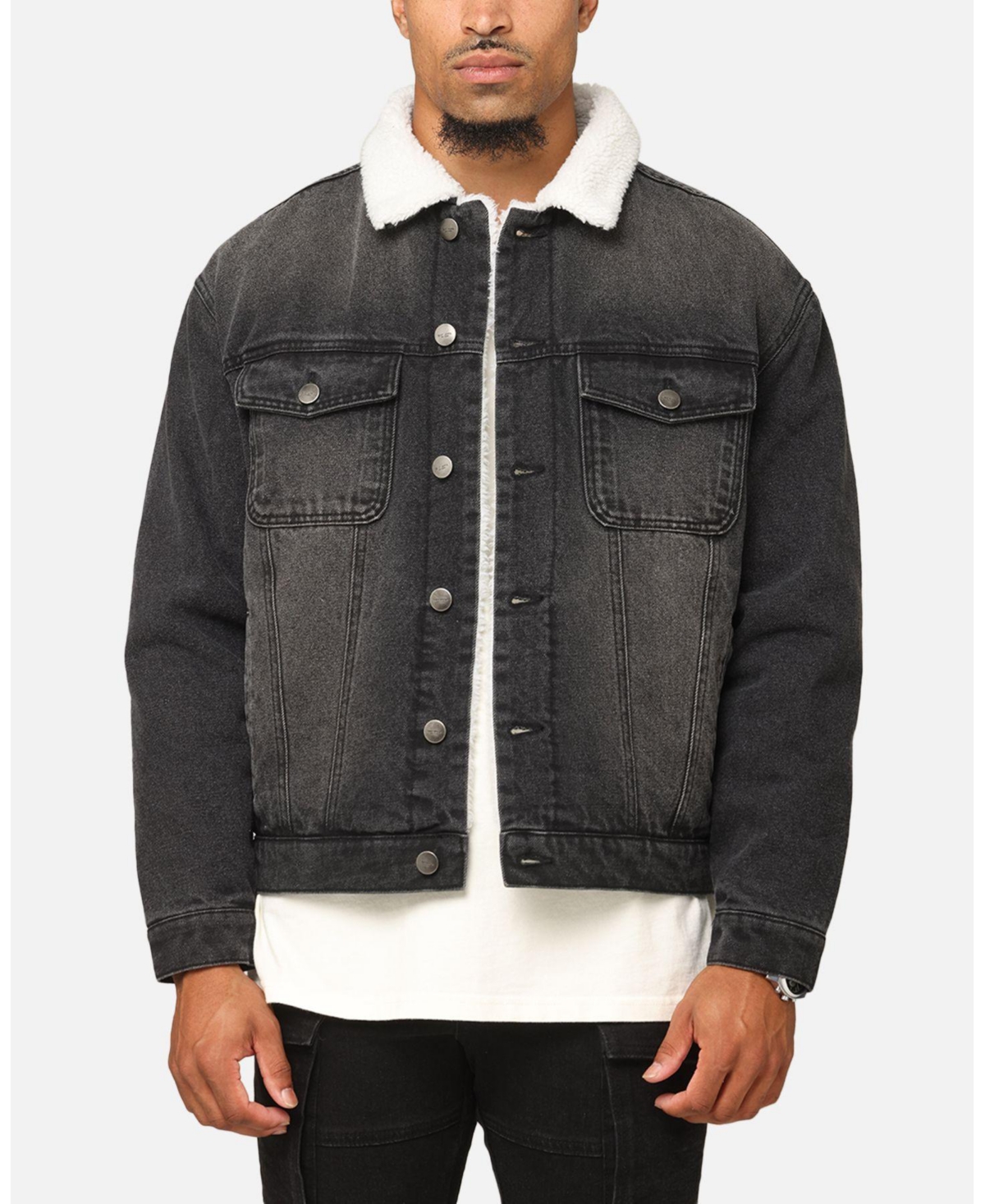Click here for Saint Morta Mens Sherpa Boxy Denim Jacket - Black prices