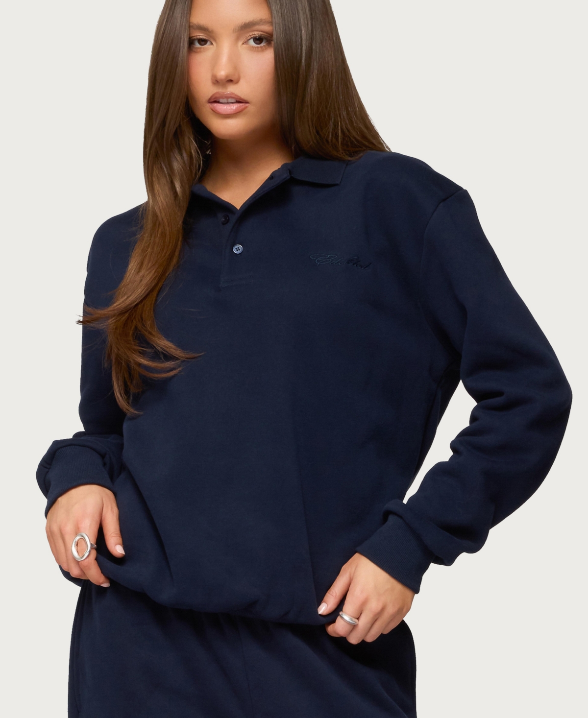 Click here for Edikted Womens Jayce Oversized Polo Sweatshirt - N... prices
