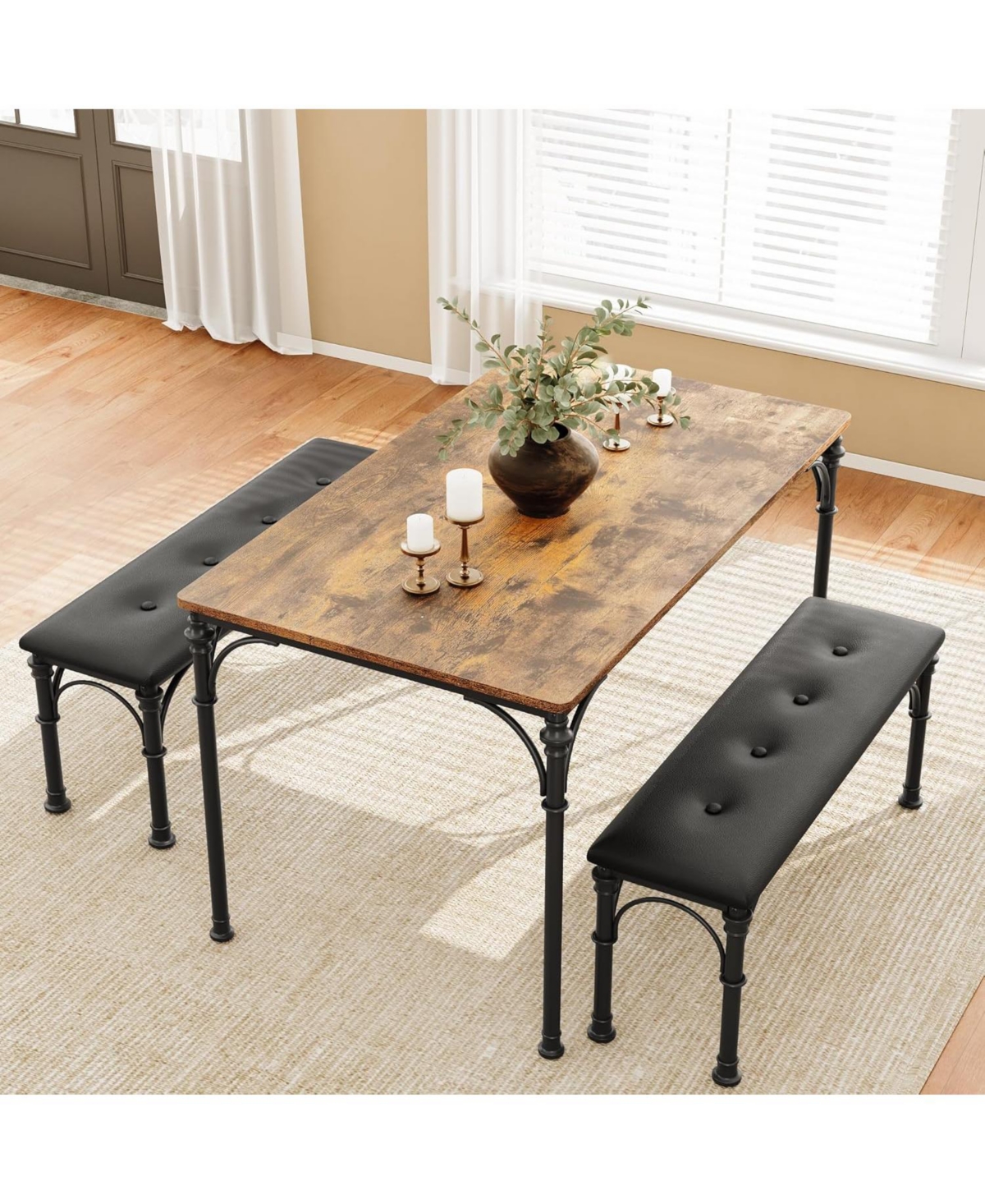 Click here for gaomon 3 Pc. Dining Table Set with Upholstered Ben... prices
