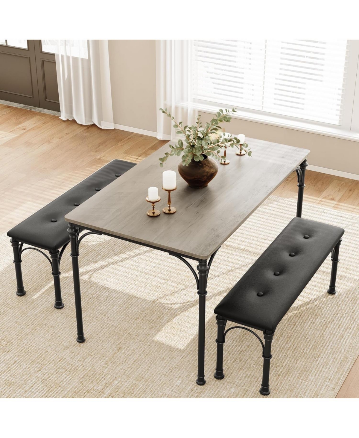 Click here for gaomon 3 Pc. Dining Table Set with Upholstered Ben... prices