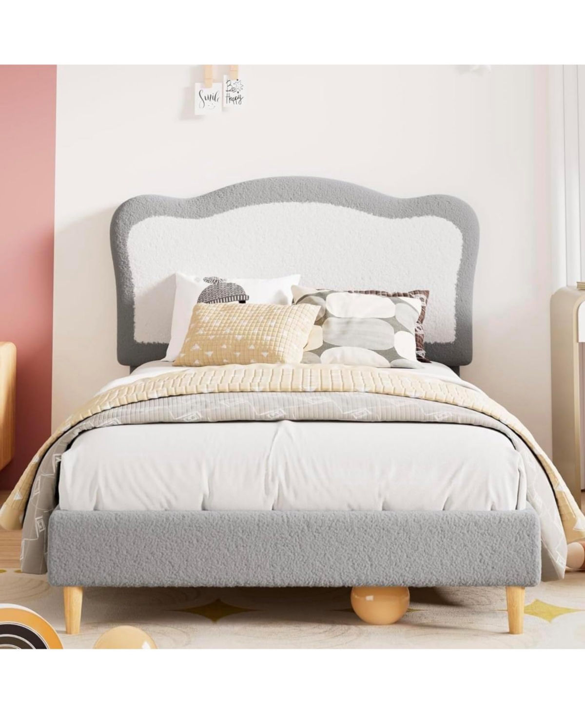 Click here for gaomon Bed Frame for Kids  Boucle Upholstered Plat... prices