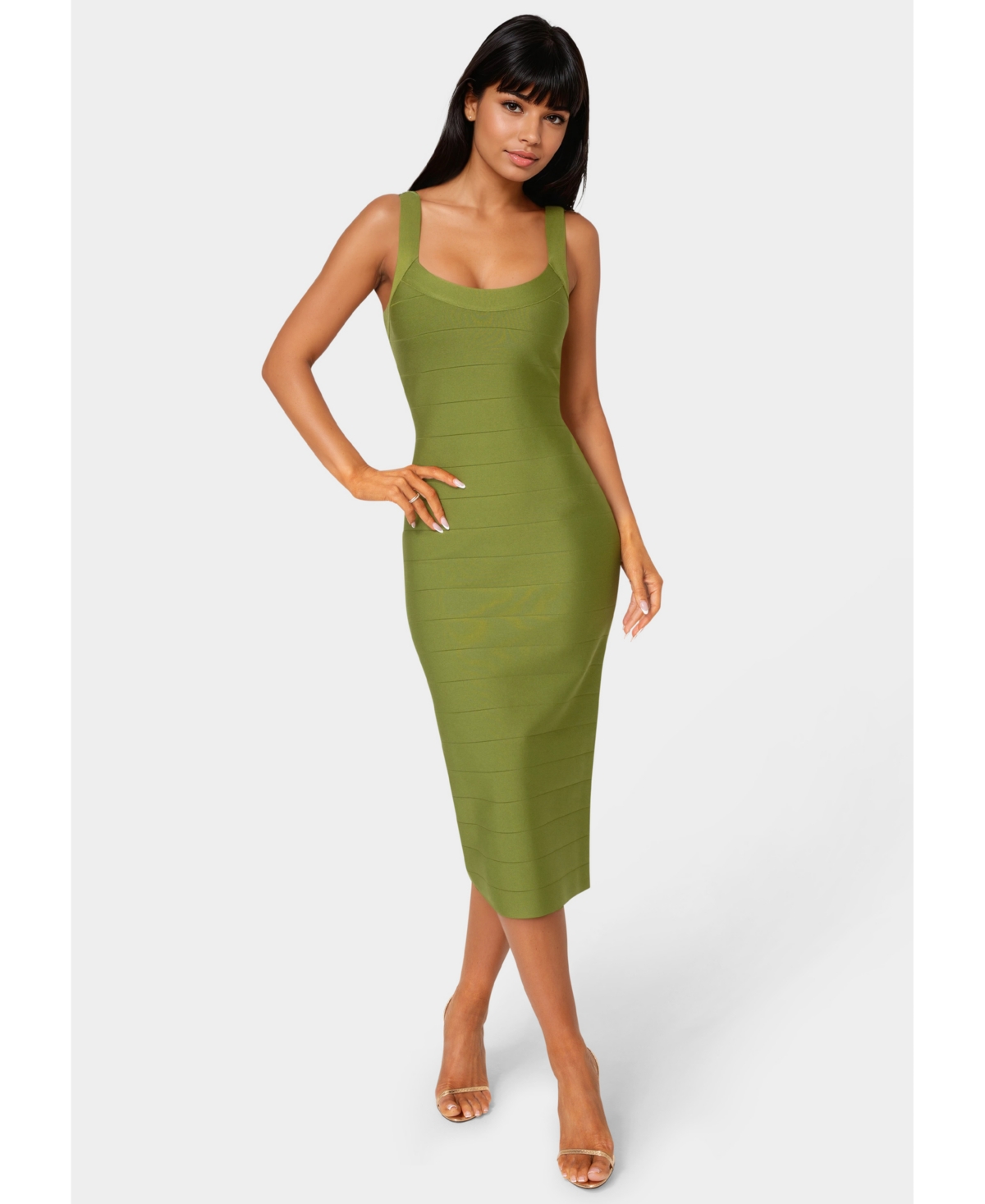 Click here for Bebe Womens Bandage Midi Tank Dress - Olive prices