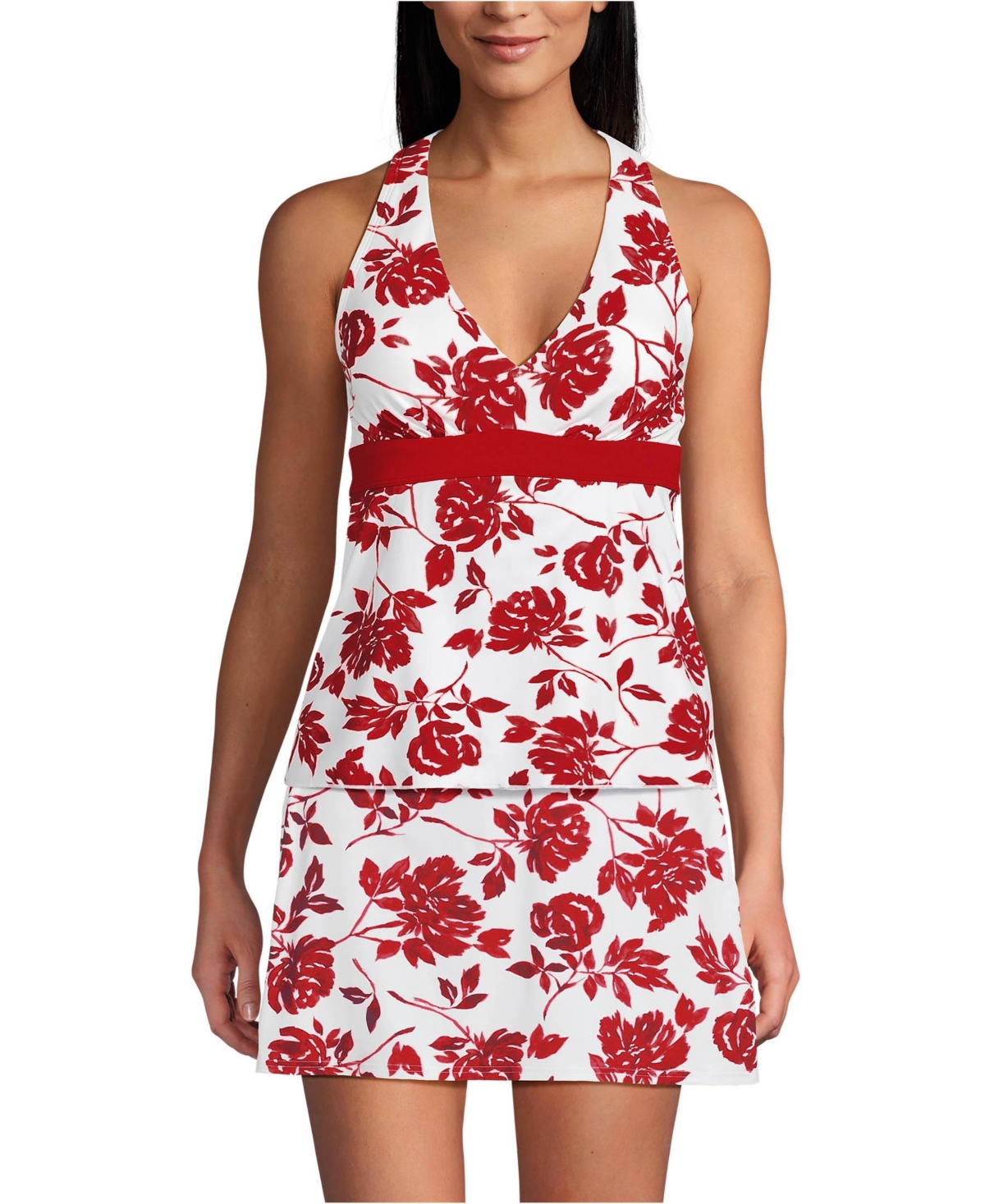 Click here for Lands End Womens V-Neck Racerback Flutter Tankini... prices