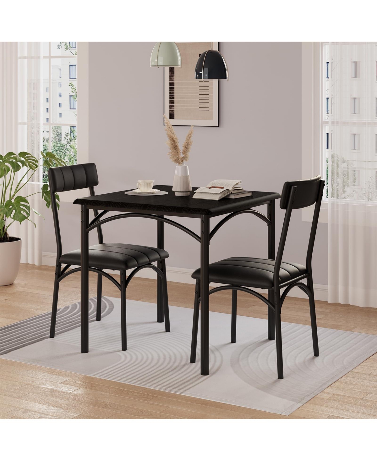 Click here for gaomon Dining Table Set  1 Table and 2 Upholstered... prices