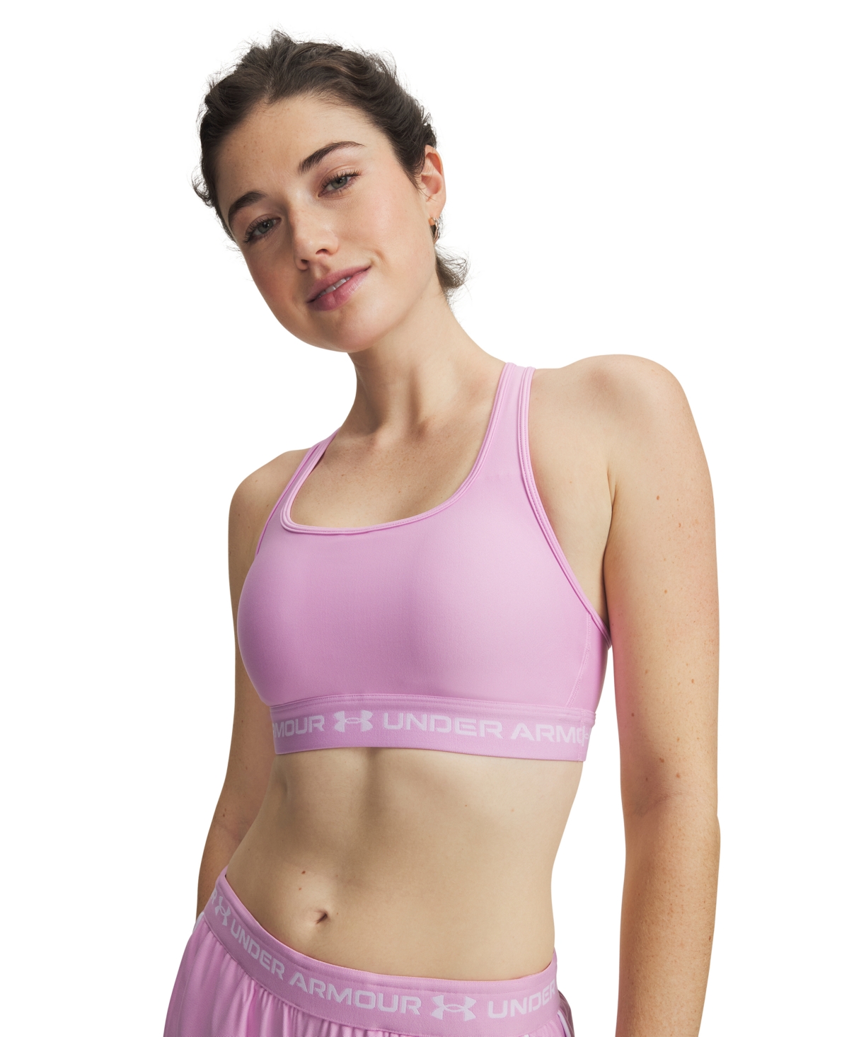 Click here for Under Armour Womens Medium Impact Sports Bra - Pin... prices
