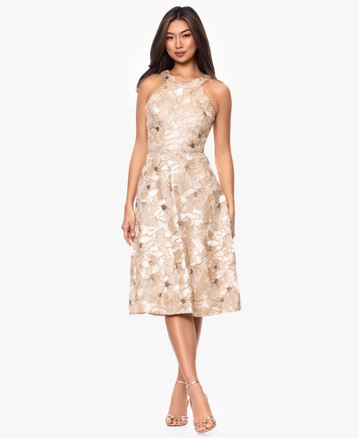 Click here for Betsy & Adam Womens Sequined Sleeveless Midi Dress... prices