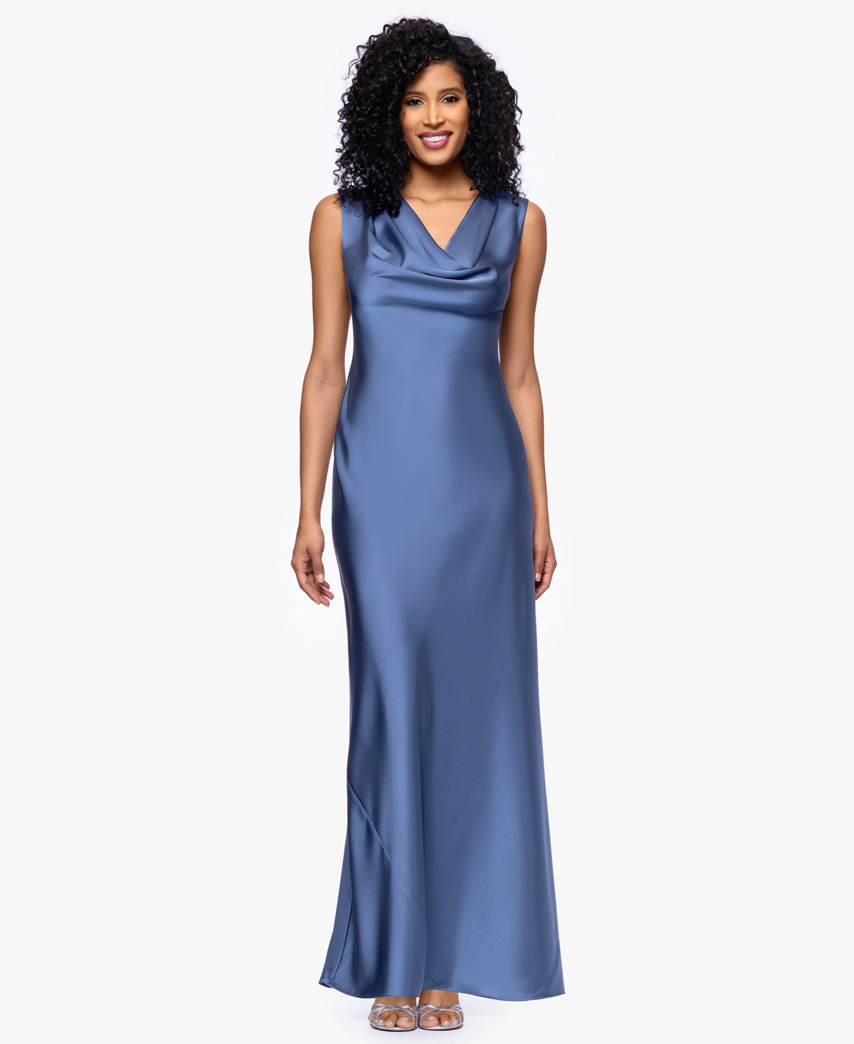 Click here for Betsy & Adam Womens Cowl Neck Ball Gown - SLATE prices