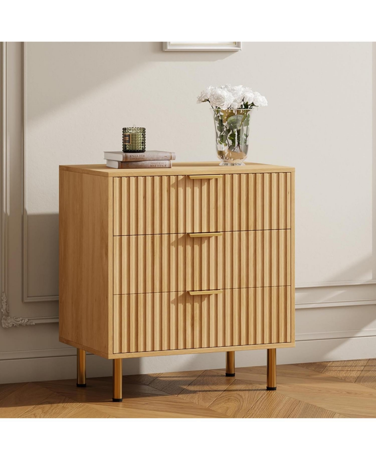 Click here for gaomon Natural 3 Drawer Dresser for Bedroom  Flute... prices