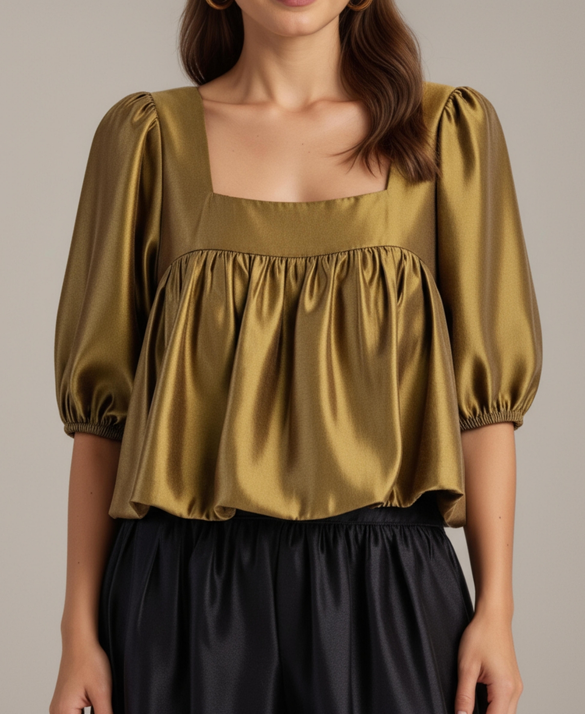 Click here for Modenaire Womens Mabel Gathered Bubble Hem Square... prices