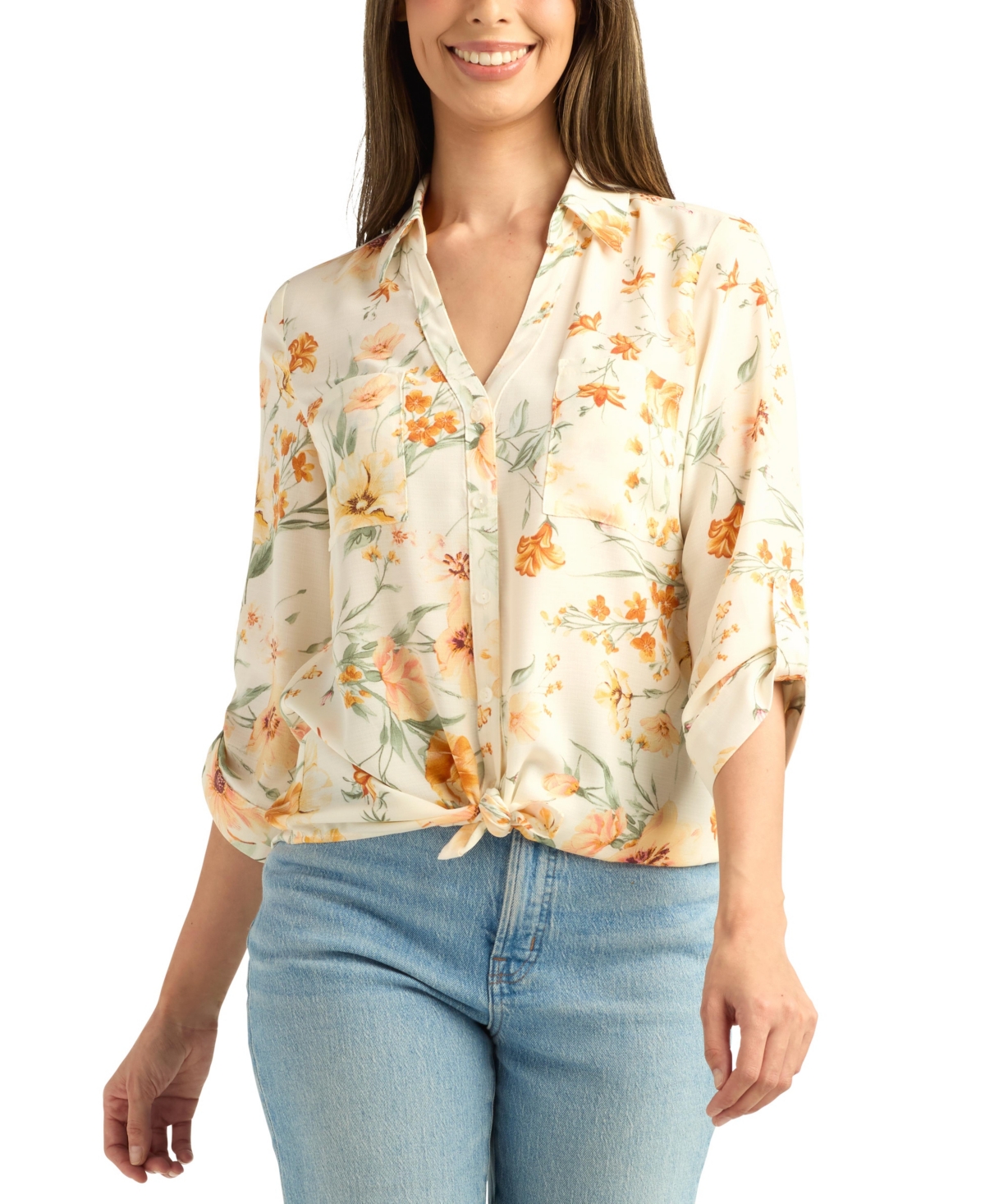 Click here for Bcx Womens Printed Button-Up Shirt - Pat J prices