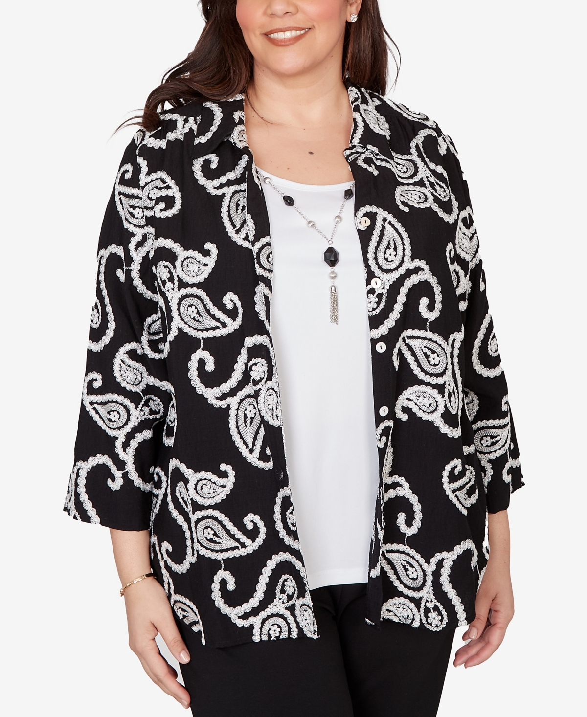 Click here for Alfred Dunner Plus Size Crowd Pleaser Paisley Embr... prices