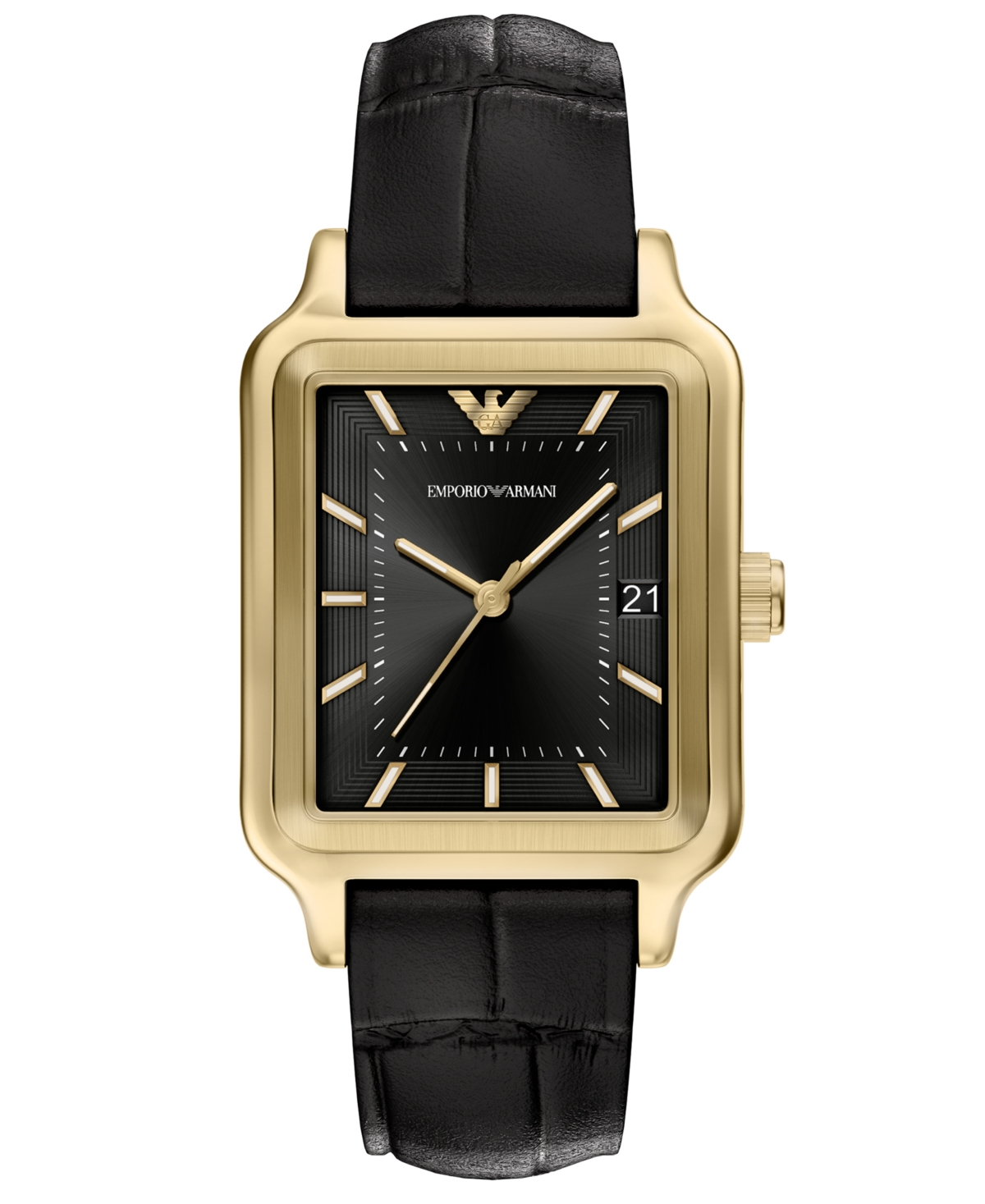 Click here for Emporio Armani Mens Quartz Three-Hand Black Leathe... prices