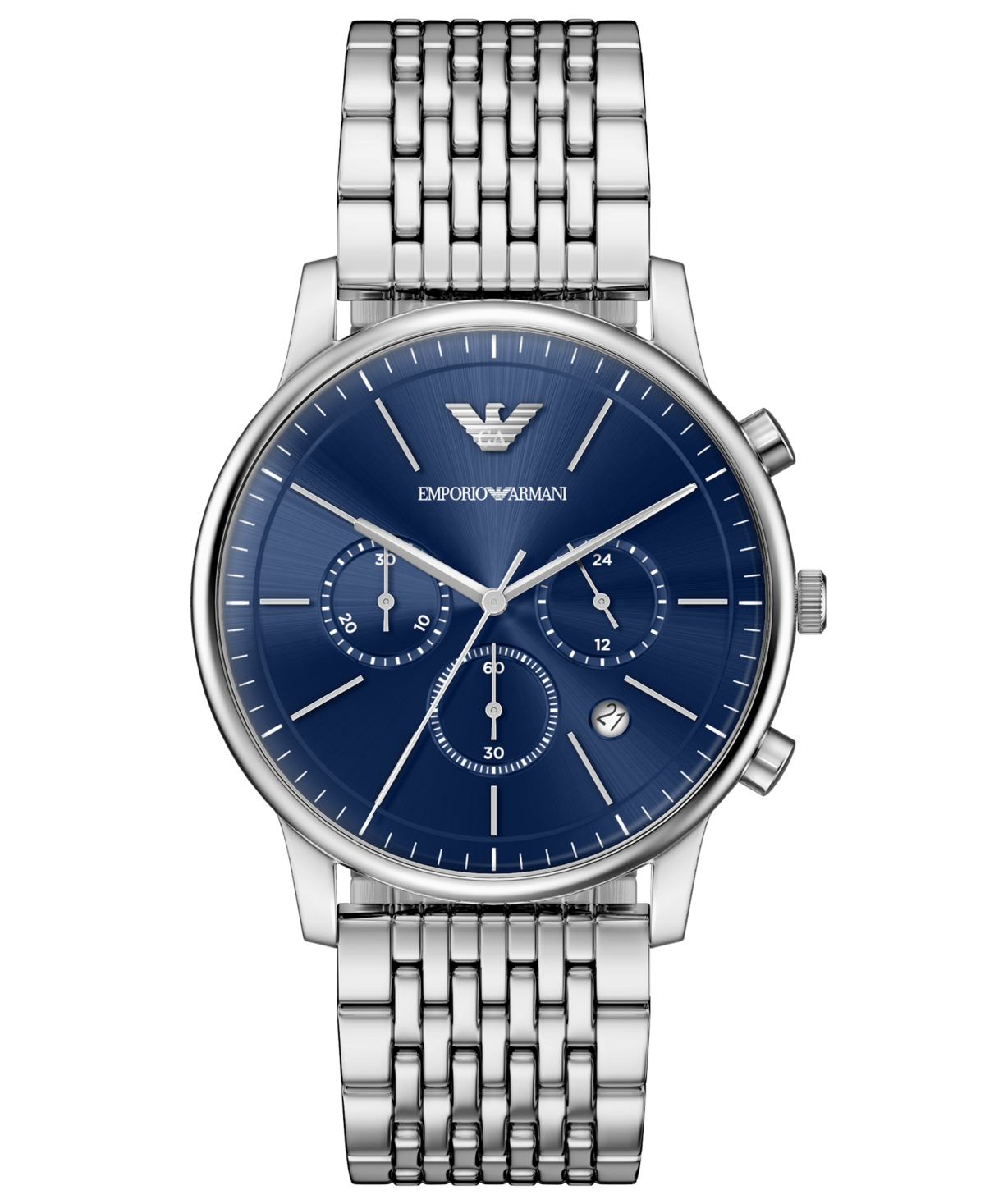 Click here for Emporio Armani Mens Quartz Chronograph Silver Stai... prices