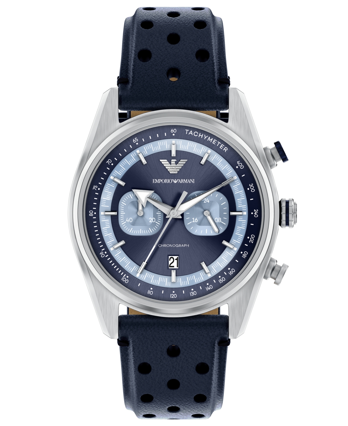 Click here for Emporio Armani Mens Quartz Chronograph Blue Leathe... prices