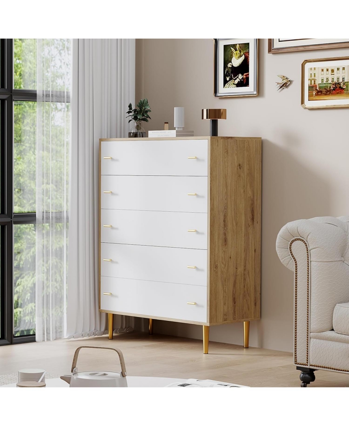 Click here for gaomon 5 Drawers Dresser for Bedroom  44" Tal... prices