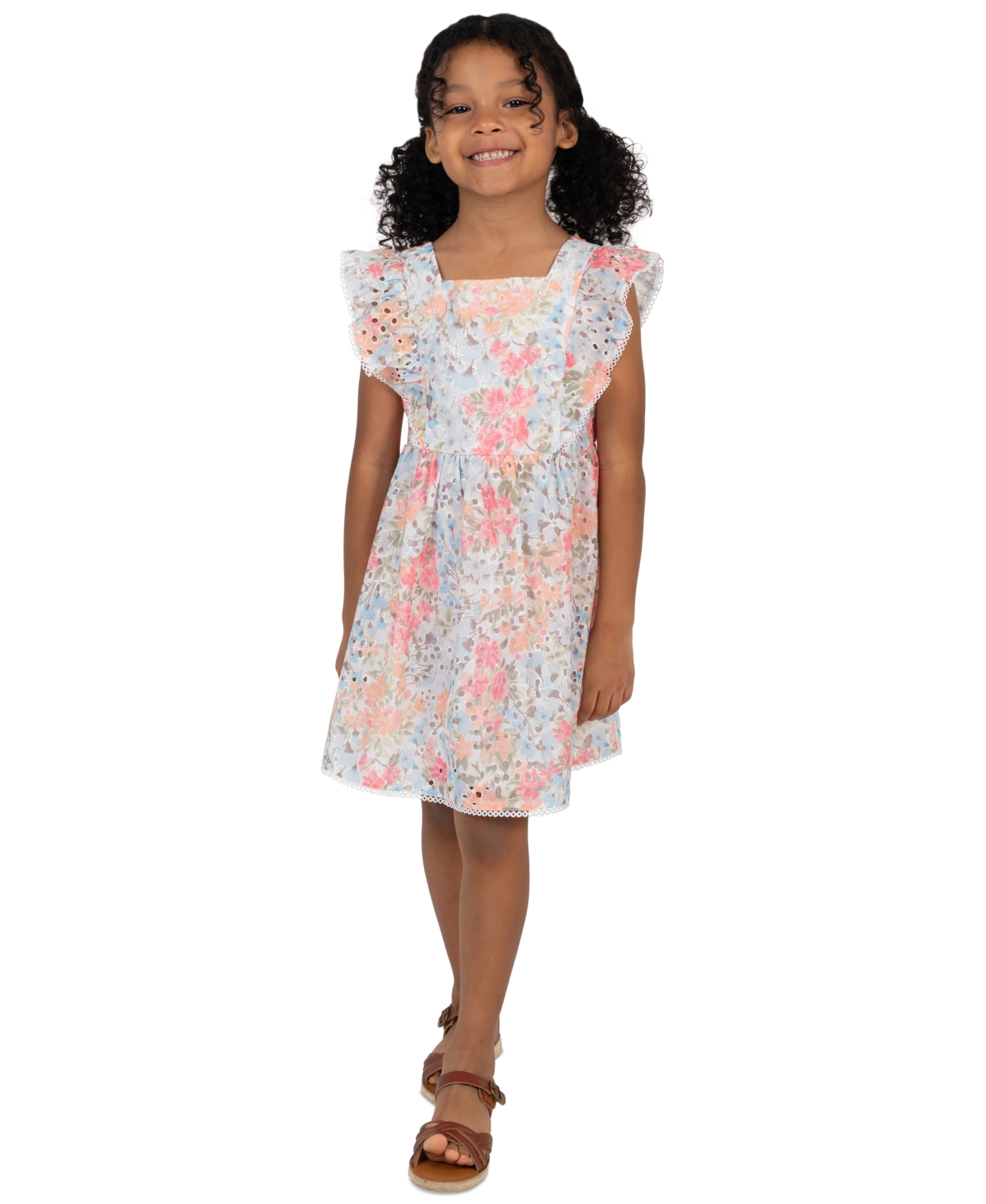Click here for Rare Editions Girls 2T-6X Printed Eyelet Square Ne... prices