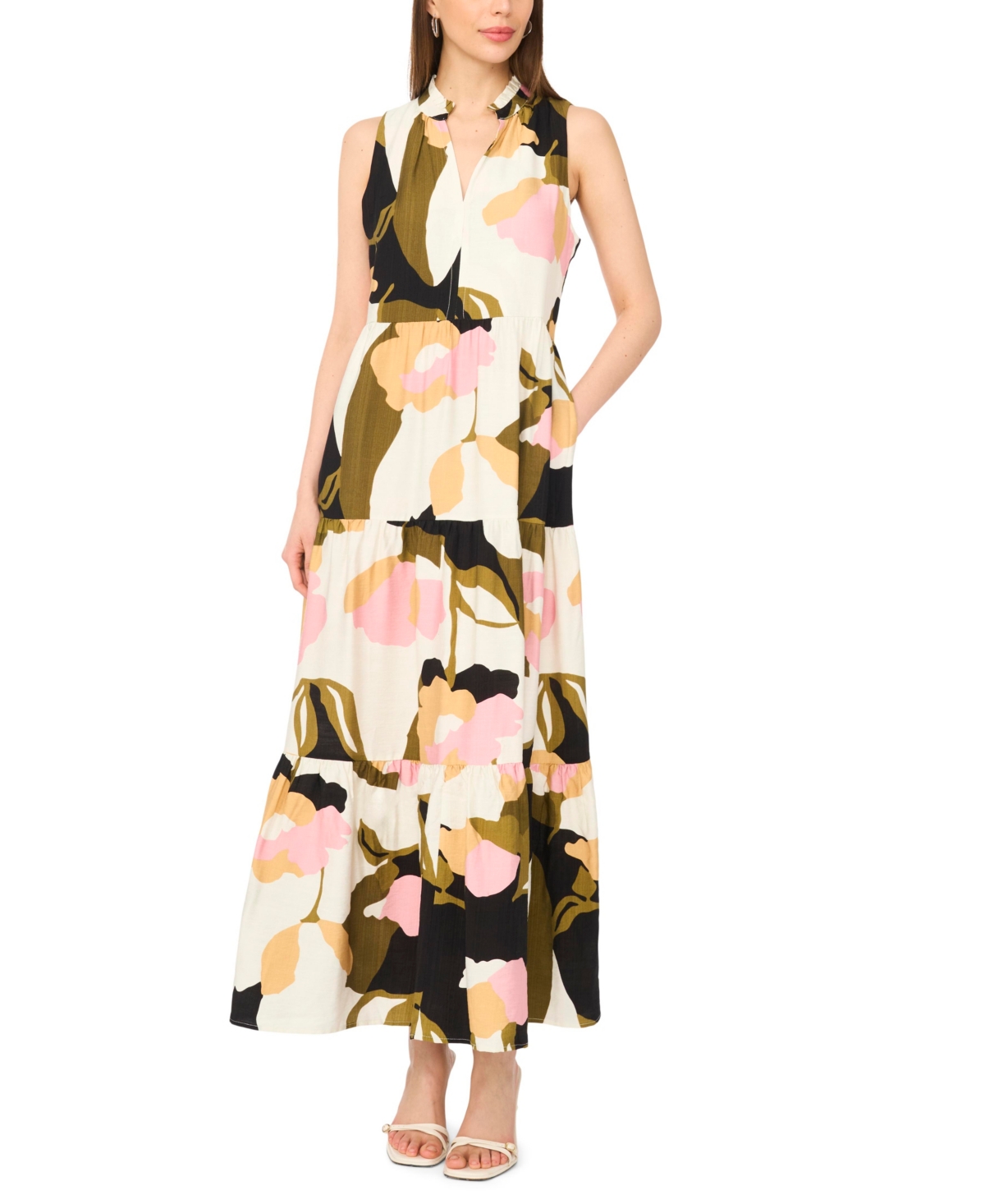 Click here for Msk Womens V-Neck Tiered Maxi Dress - Pink Nectar prices
