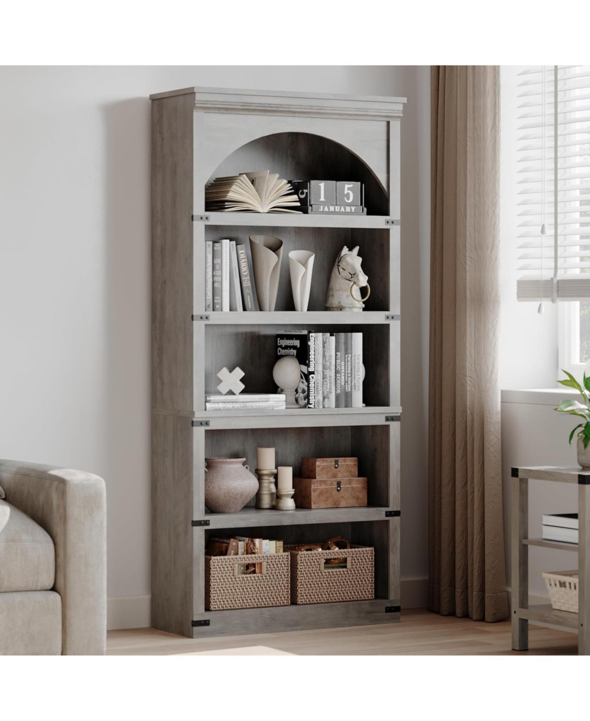 Click here for gaomon 68.7" Tall Arched Bookcase – 5-... prices