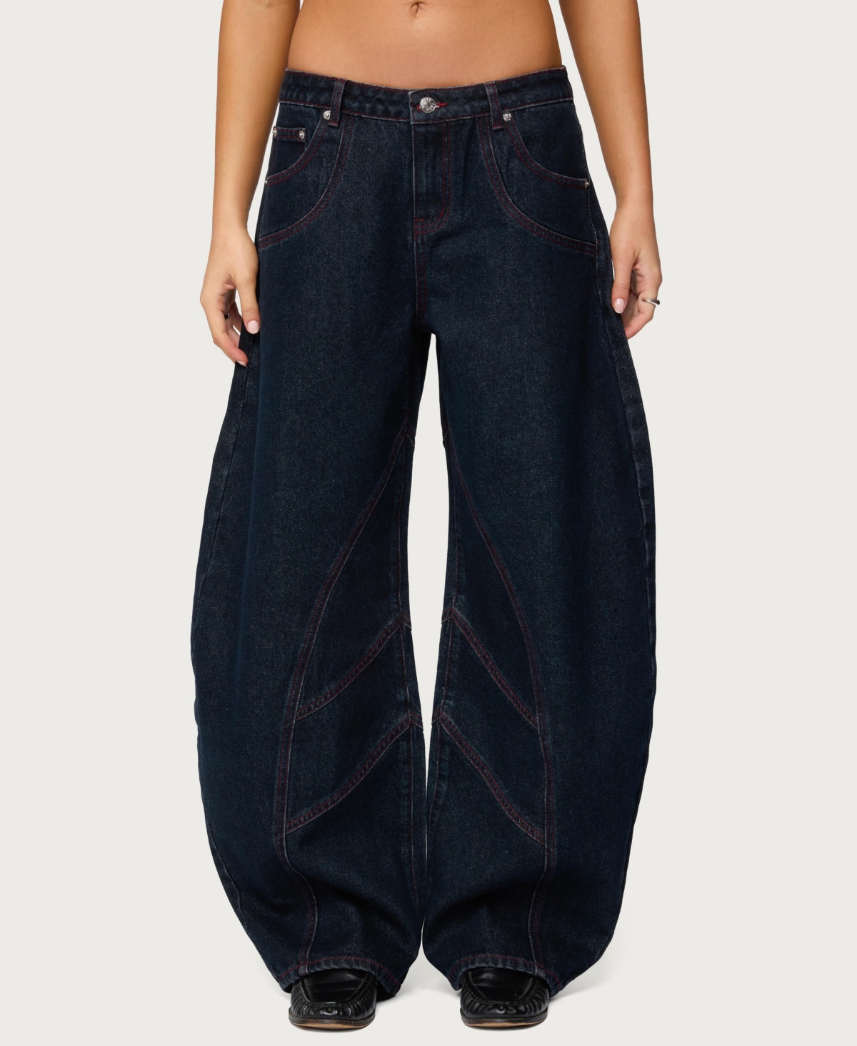 Click here for Edikted Womens Double Pocket Low Rise Barrel Leg J... prices