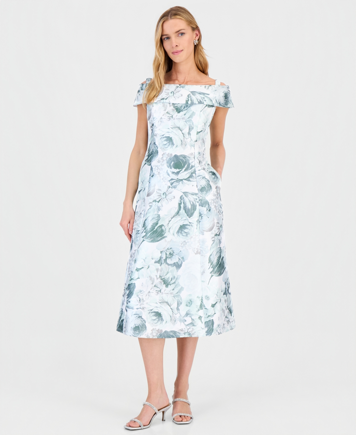 Click here for Connected Womens Printed Off-Shoulder Midi Dress -... prices