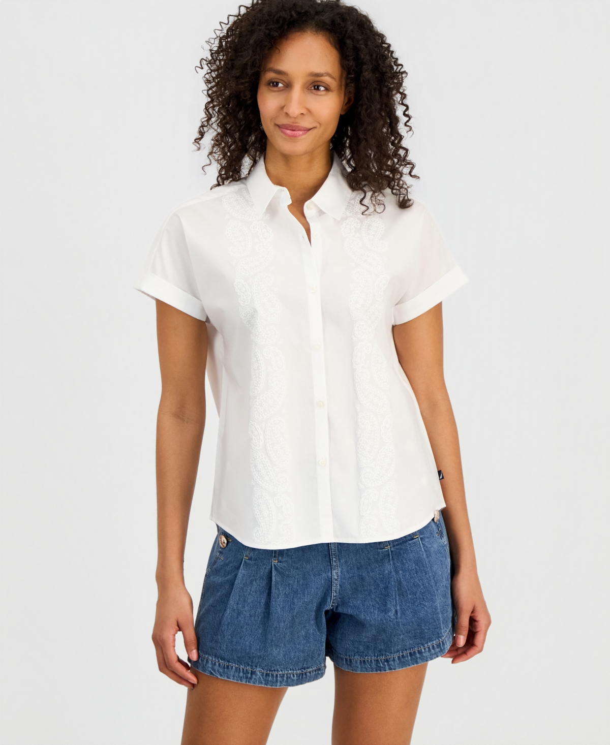 Click here for Nautica Womens Cotton Drop-Shoulder Camp Shirt - B... prices