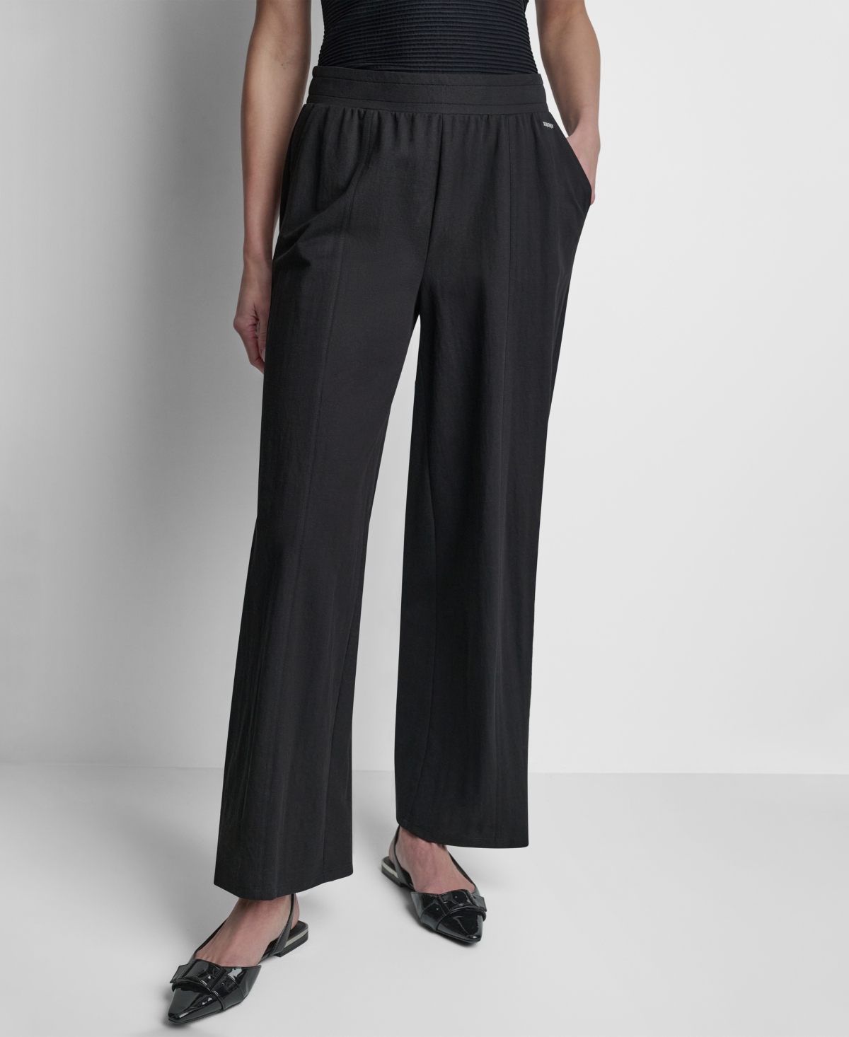 Click here for Dkny Womens Mini Logo Ewaist Pull-On Pants - Black prices