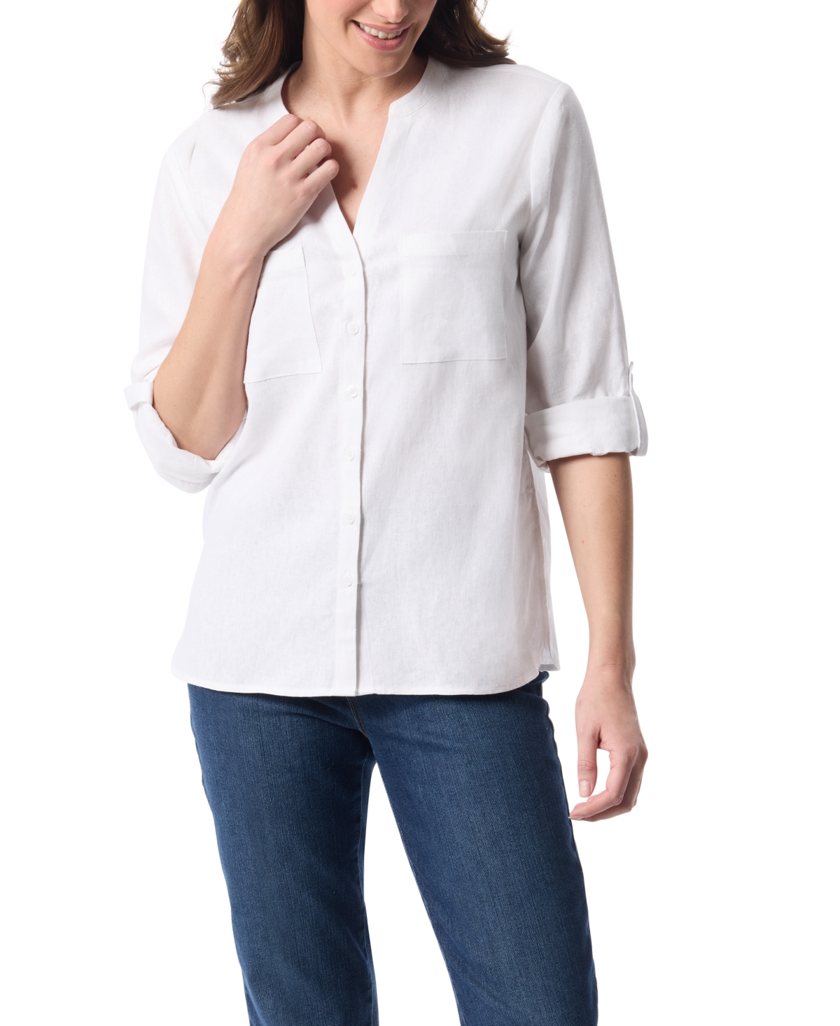 Click here for Gloria Vanderbilt Womens Sabina Band Collar Top -... prices