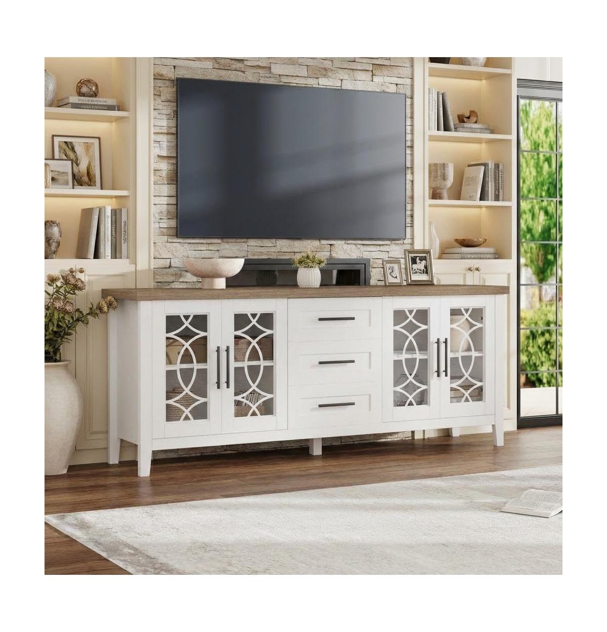 Click here for gaomon Farmhouse Tv Stand with Glass Door for 70 I... prices