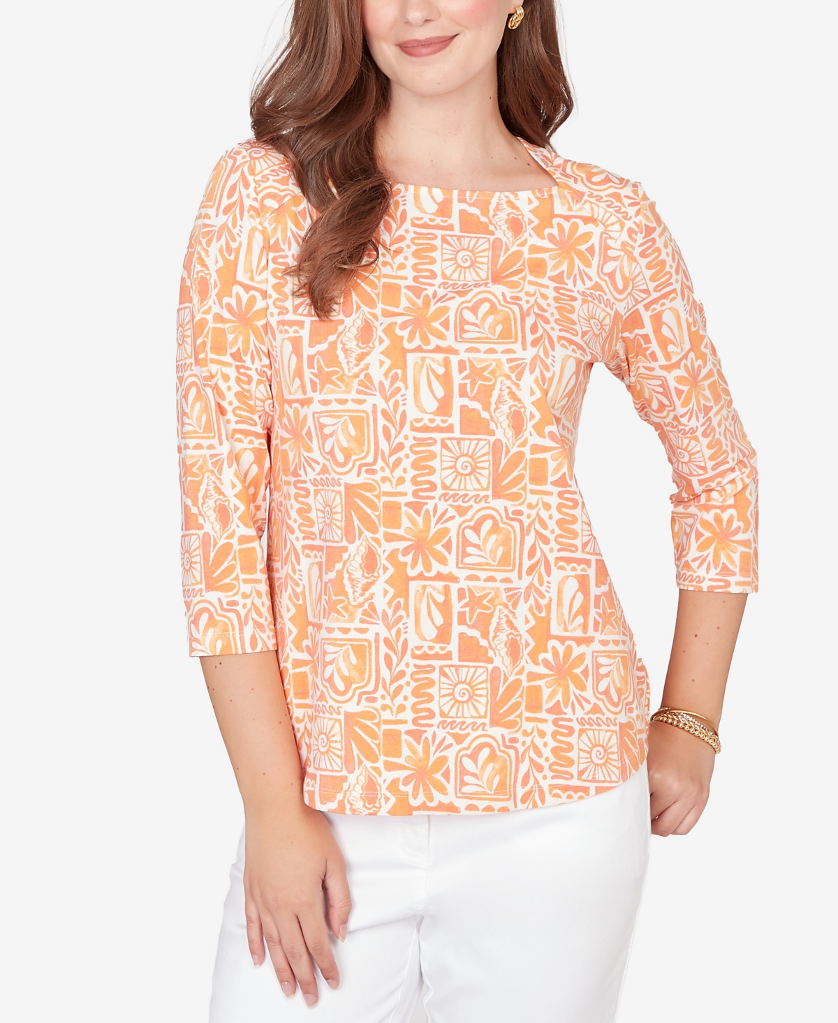 Click here for Ruby Rd. Plus Size Seashell Patchwork Knit Top - M... prices