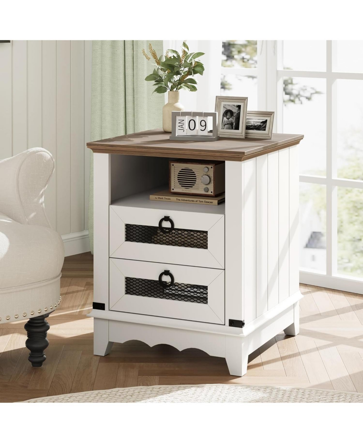 Click here for gaomon Industrial Farmhouse End Table with Chargin... prices
