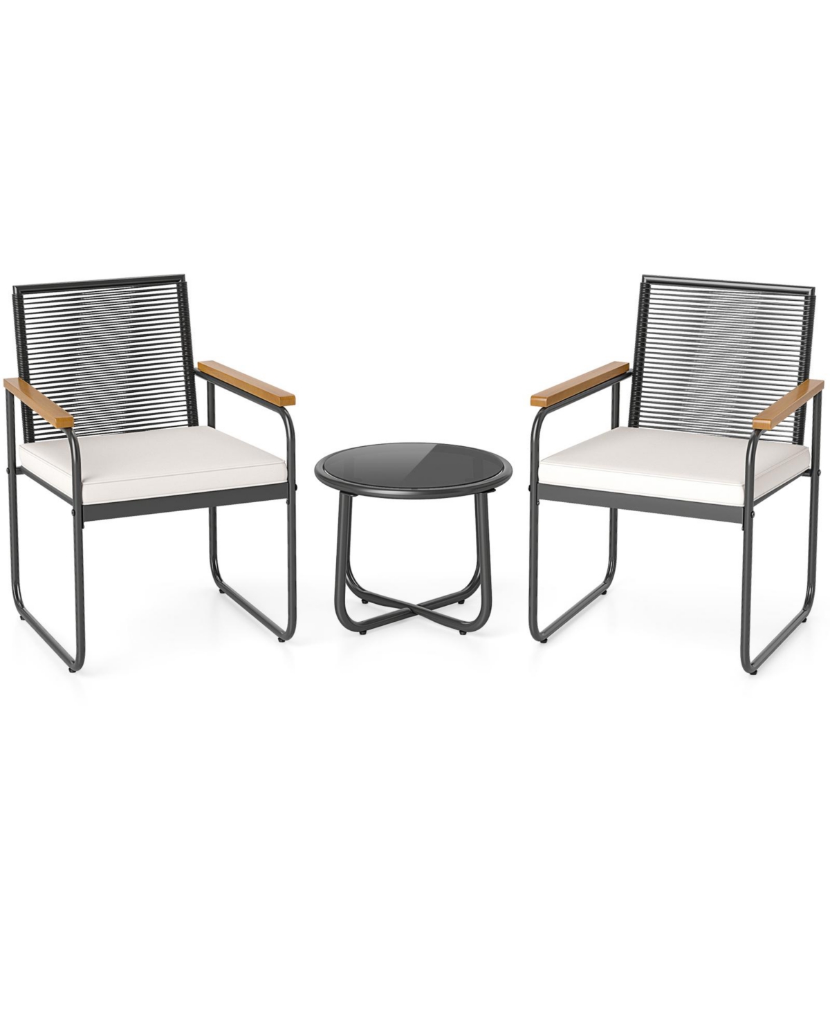 Click here for Gymax 3 Pieces Patio Furniture Set Pe Wicker Chair... prices