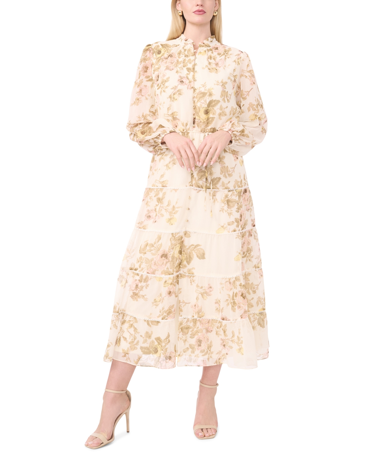 Click here for Msk Plus Size Split Crewneck Tiered Dress - Twill prices