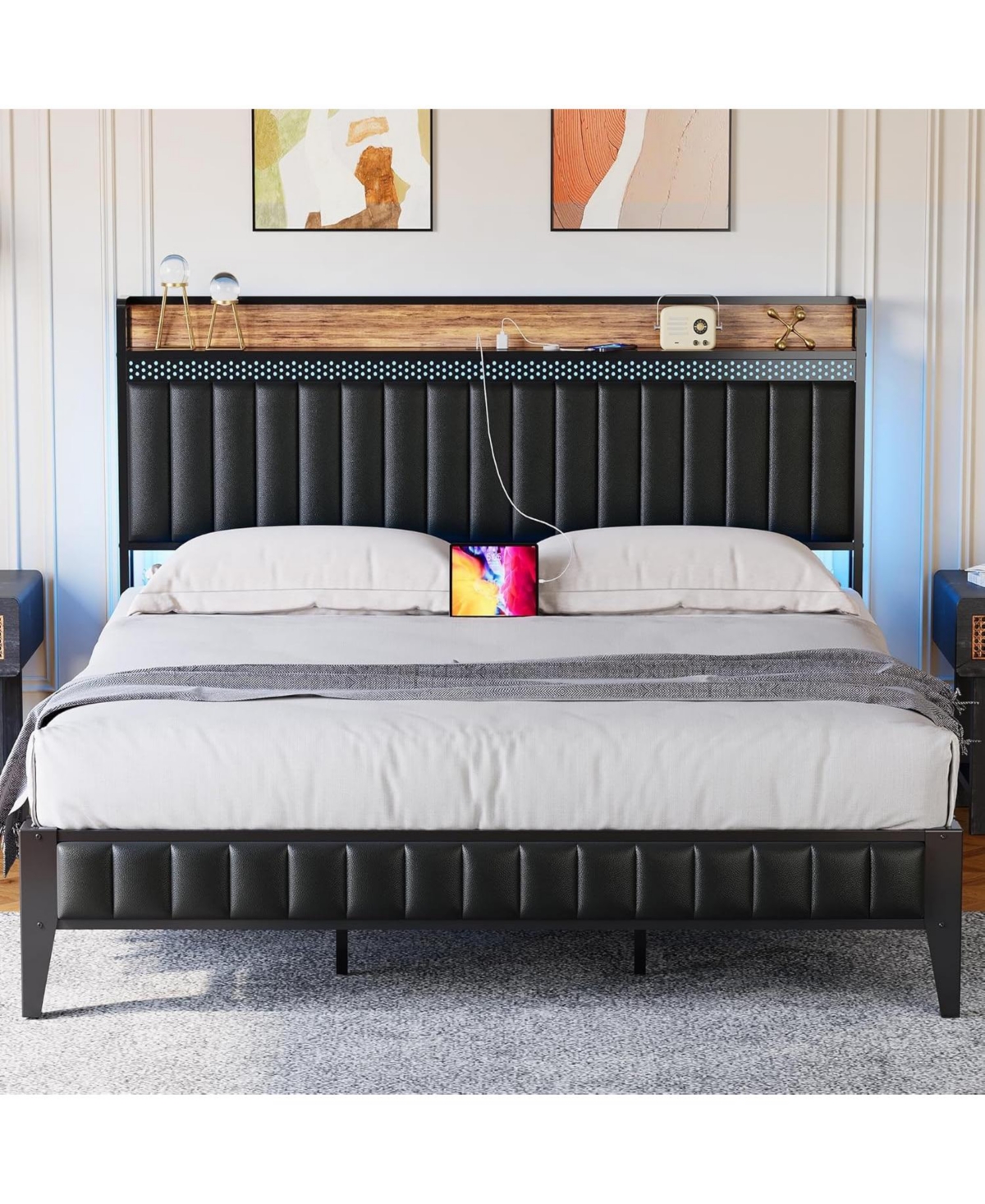 Click here for gaomon King Size Bed Frame  Led Bed Frame  Storage... prices