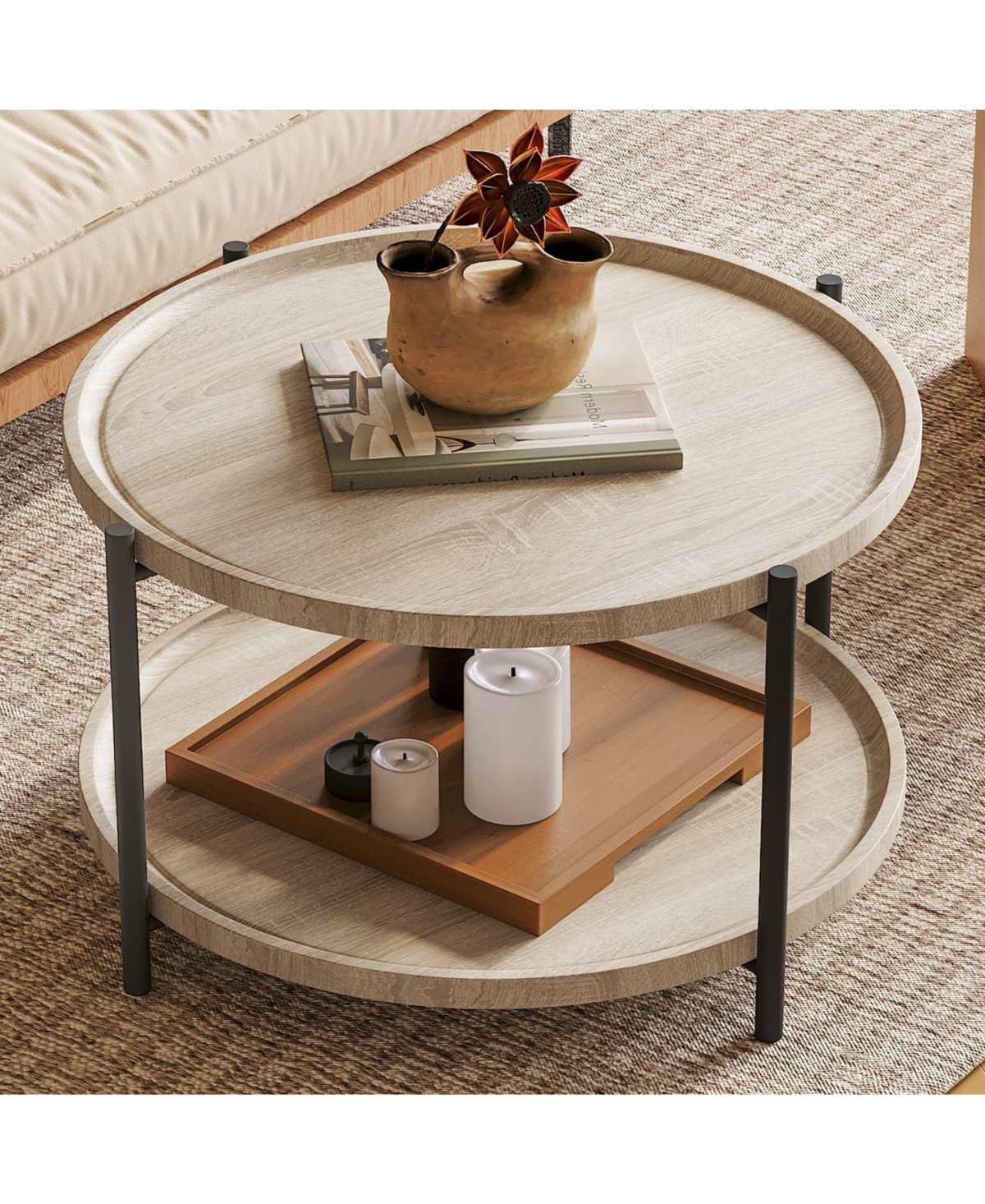 Click here for gaomon Round Coffee Table for Living Room  Rustic... prices