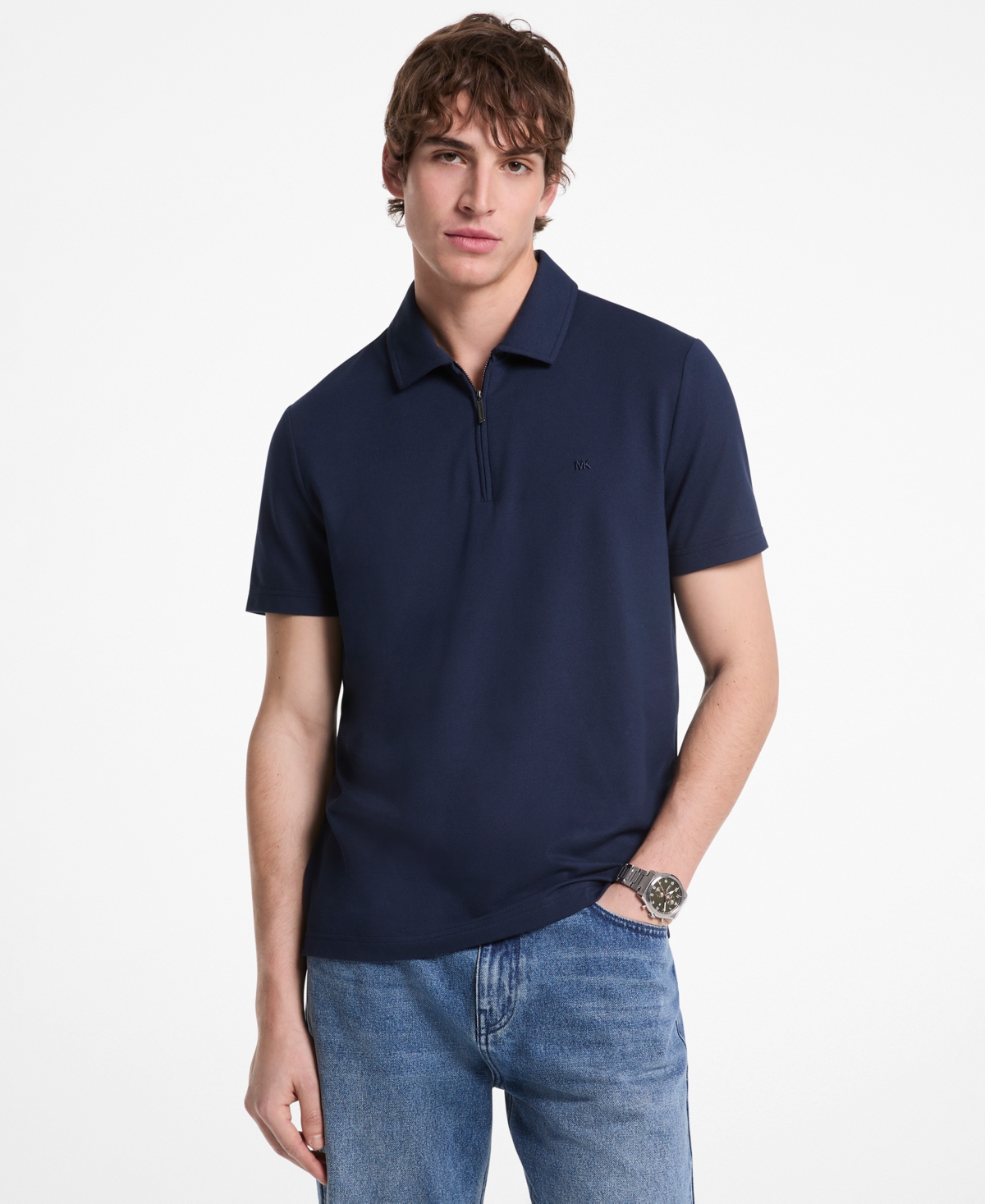 Click here for Michael Kors Mens Quarter-Zip Polo Shirt - Midnigh... prices