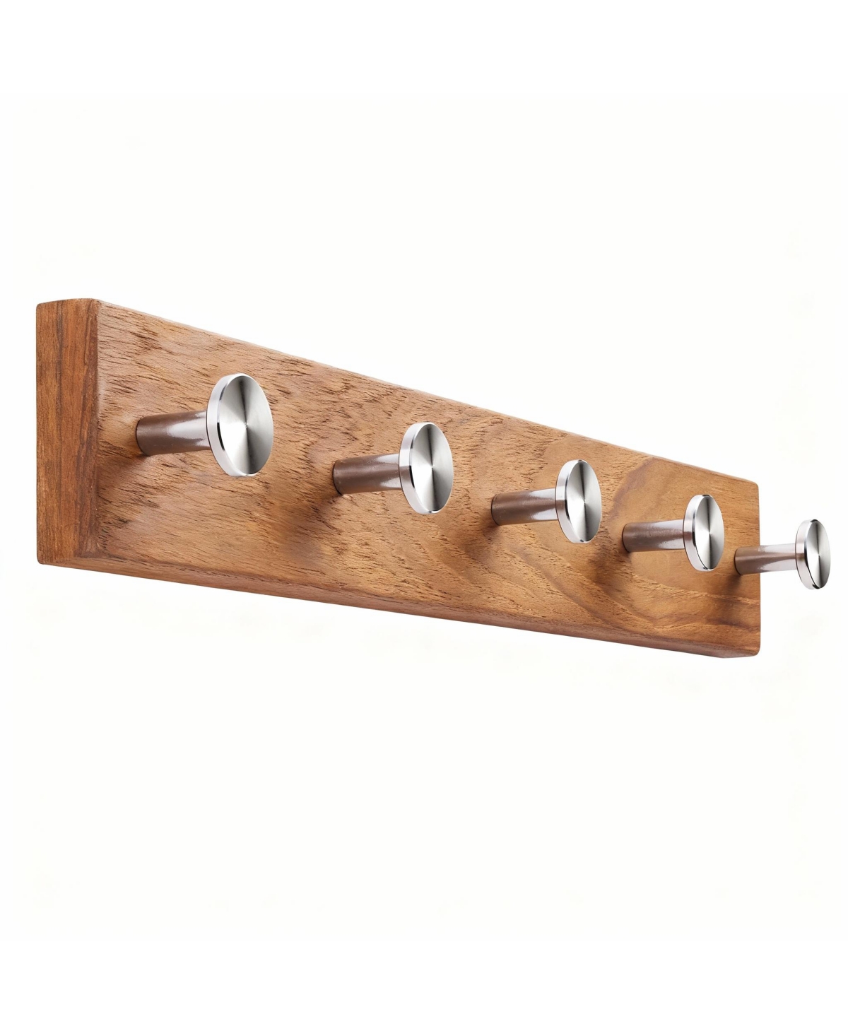 Click here for Yigii Teak Wood 5-Hook Wall Rack  Stainless Steel... prices