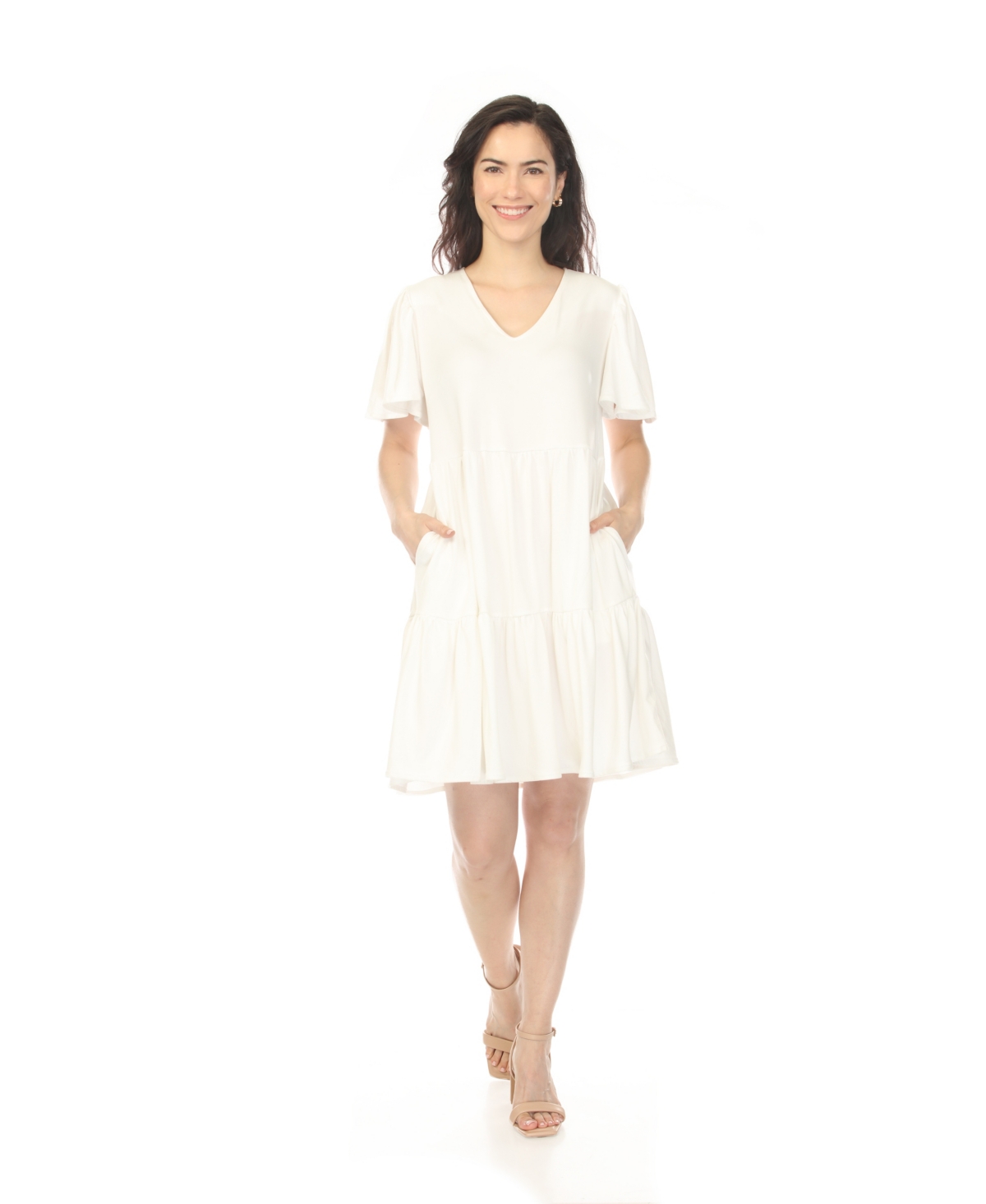 Click here for Womens White Mark Solid Short Sleeve Shift Dress prices